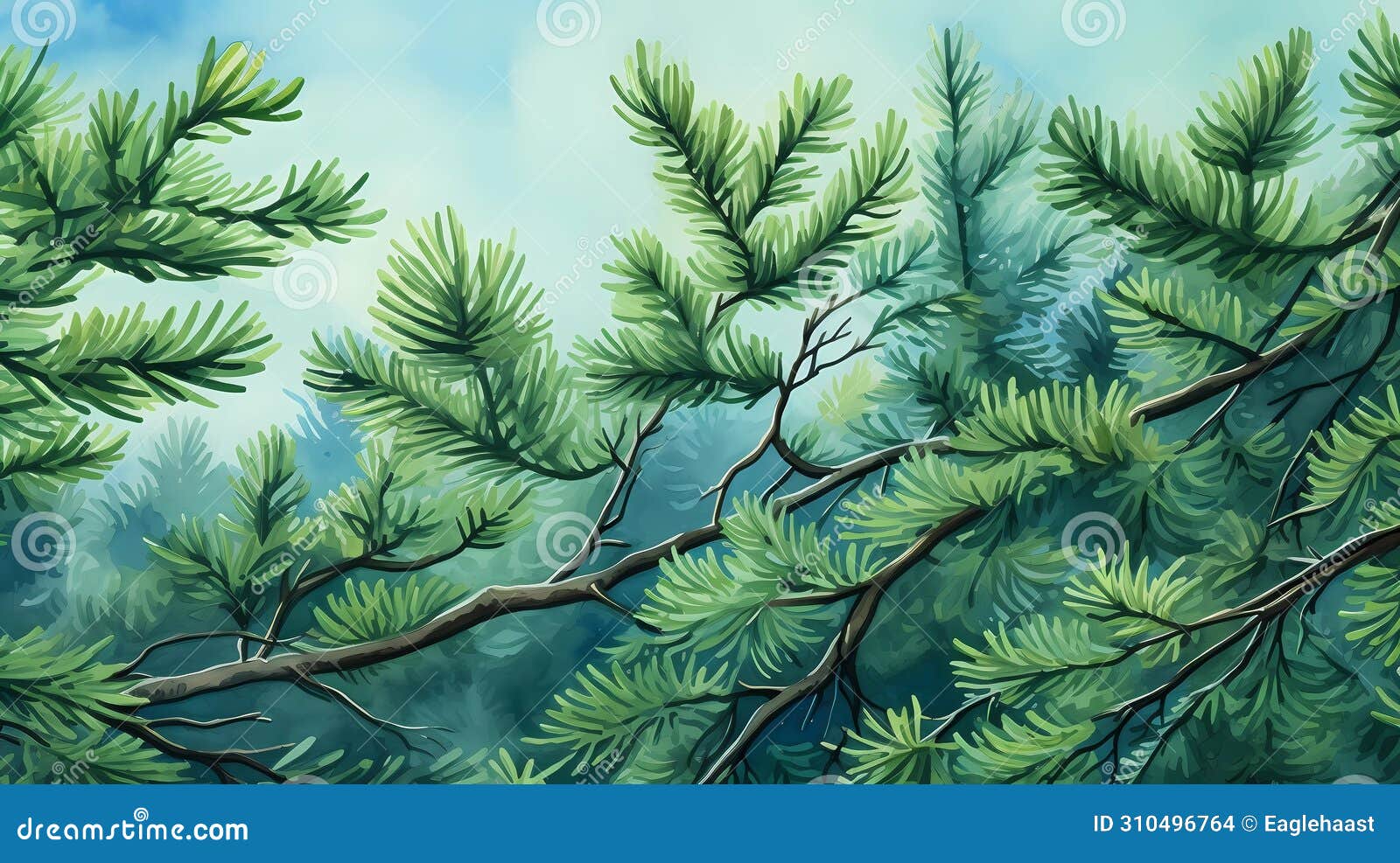 Seamless Background with Coniferous Branches Pattern, Coniferous, Fir ...