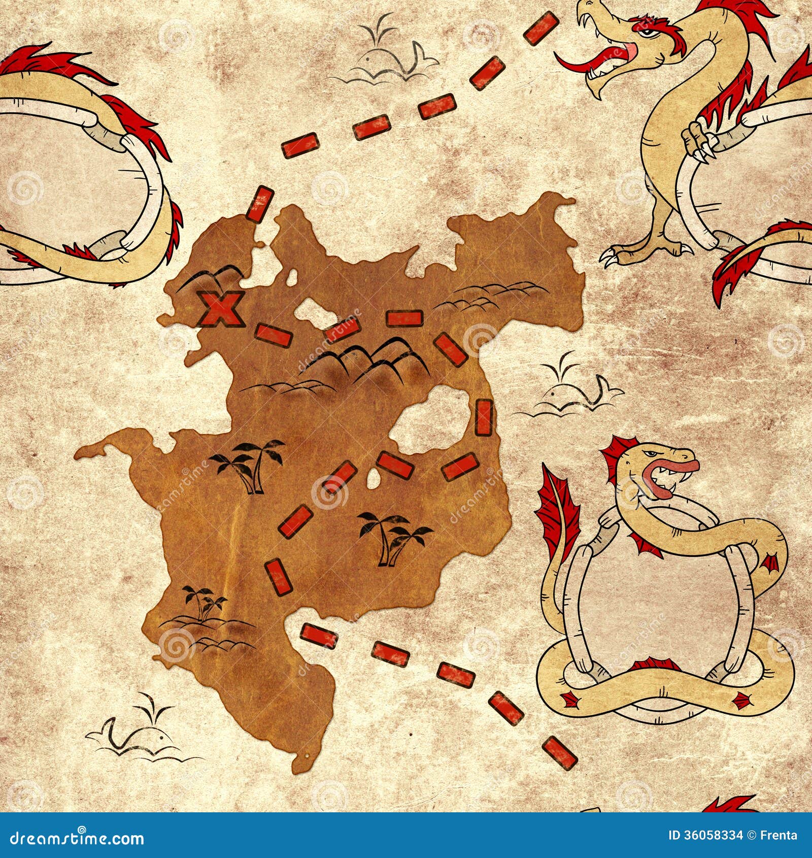 Seamless Background with Pirate Map Stock Illustration - Illustration ...