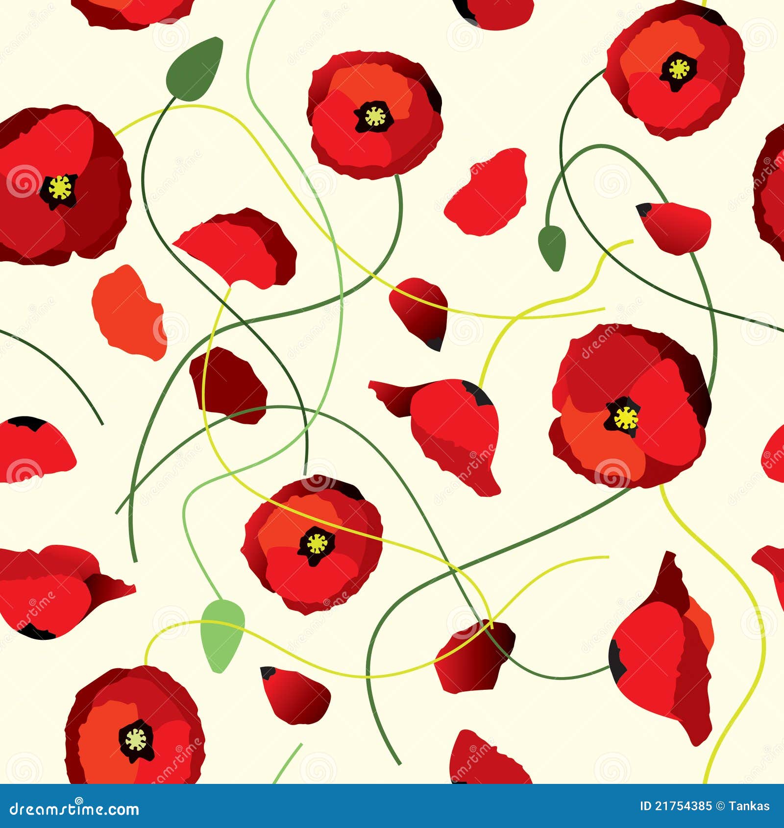 Seamless Background of Poppys Stock Vector - Illustration of background ...
