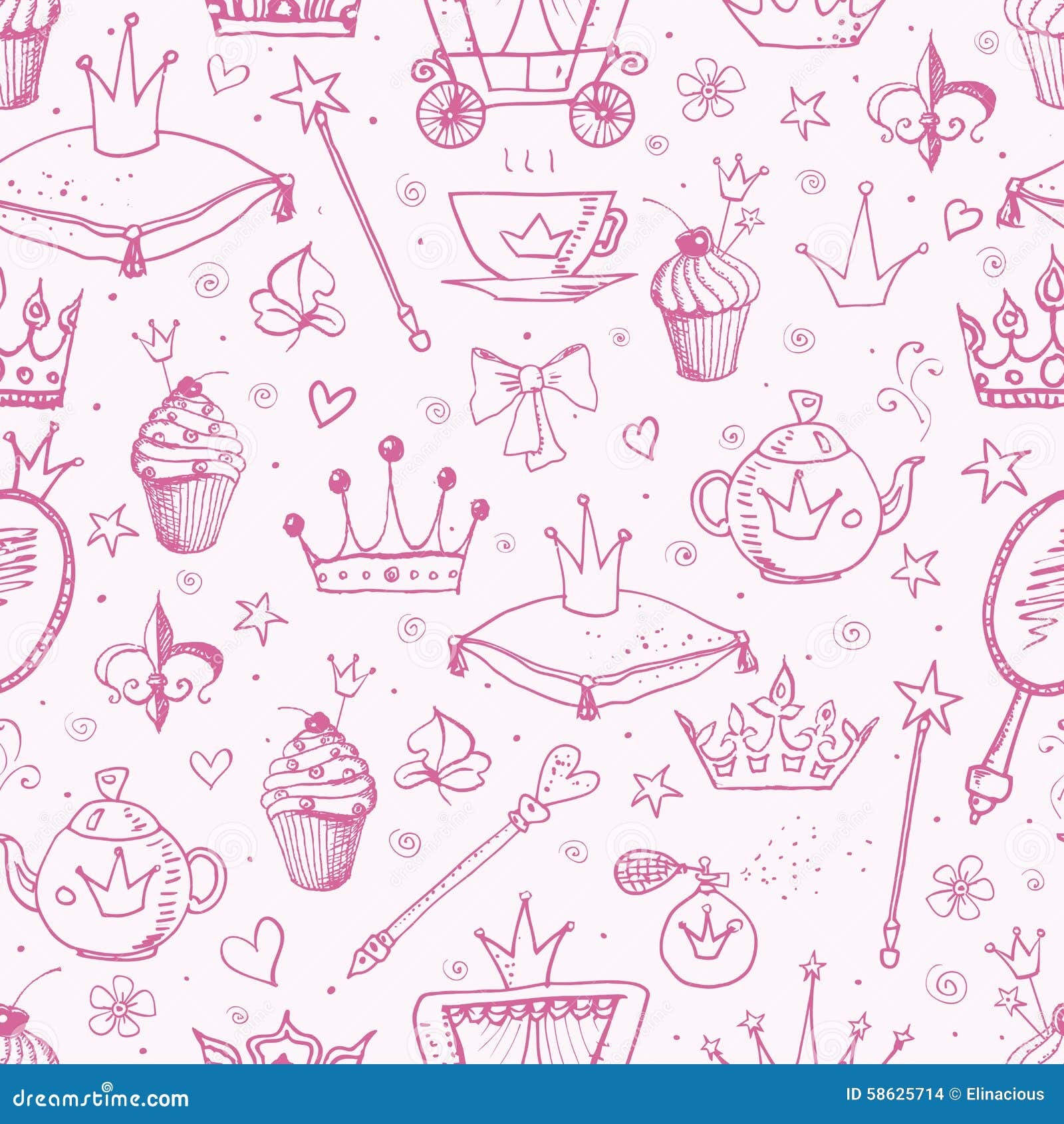 Seamless Background with Princess Accessories. Stock Vector ...