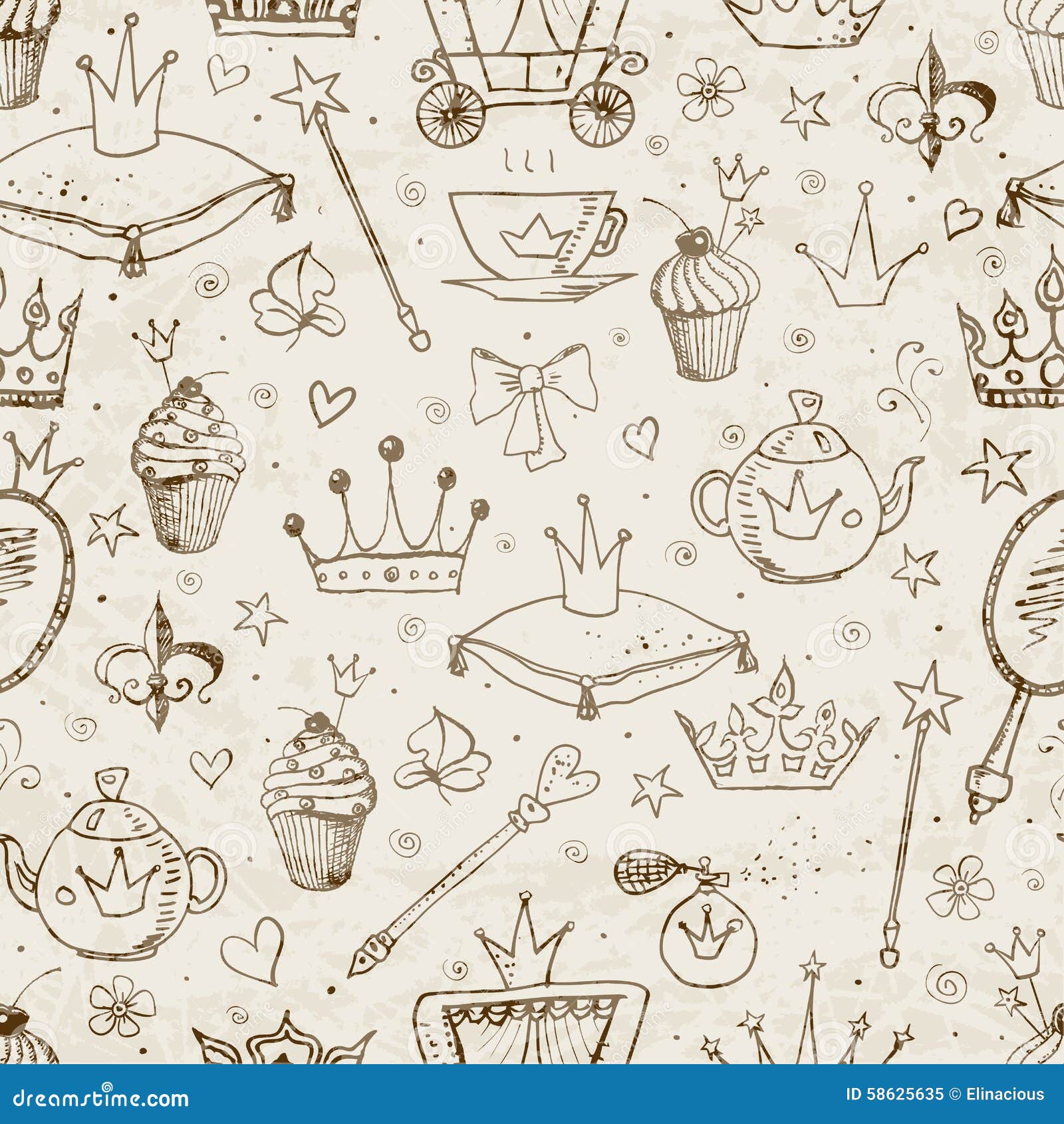 Seamless Background with Princess Accessories. Stock Vector ...