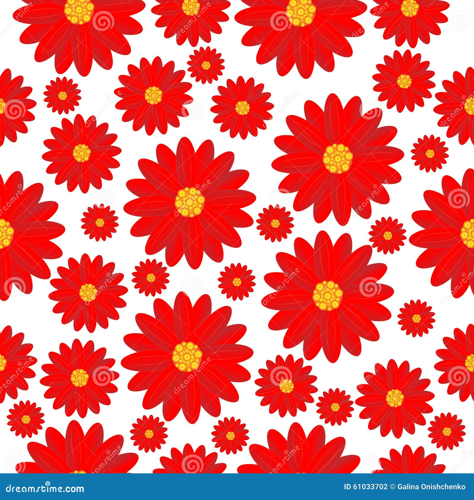 Seamless Background with Red Flowers Stock Vector - Illustration of ...