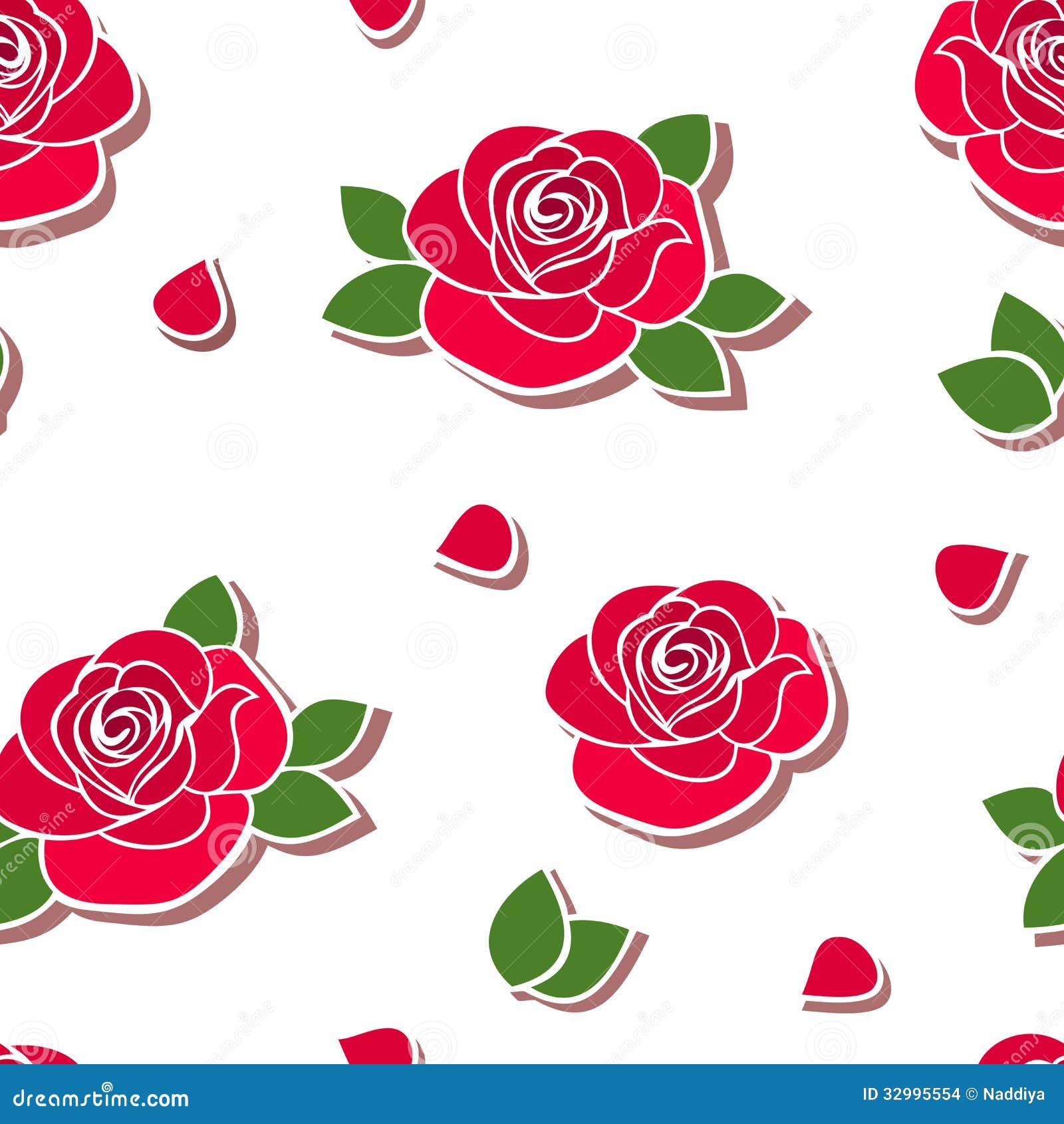Seamless Background with Red Roses. Stock Vector - Illustration of ...