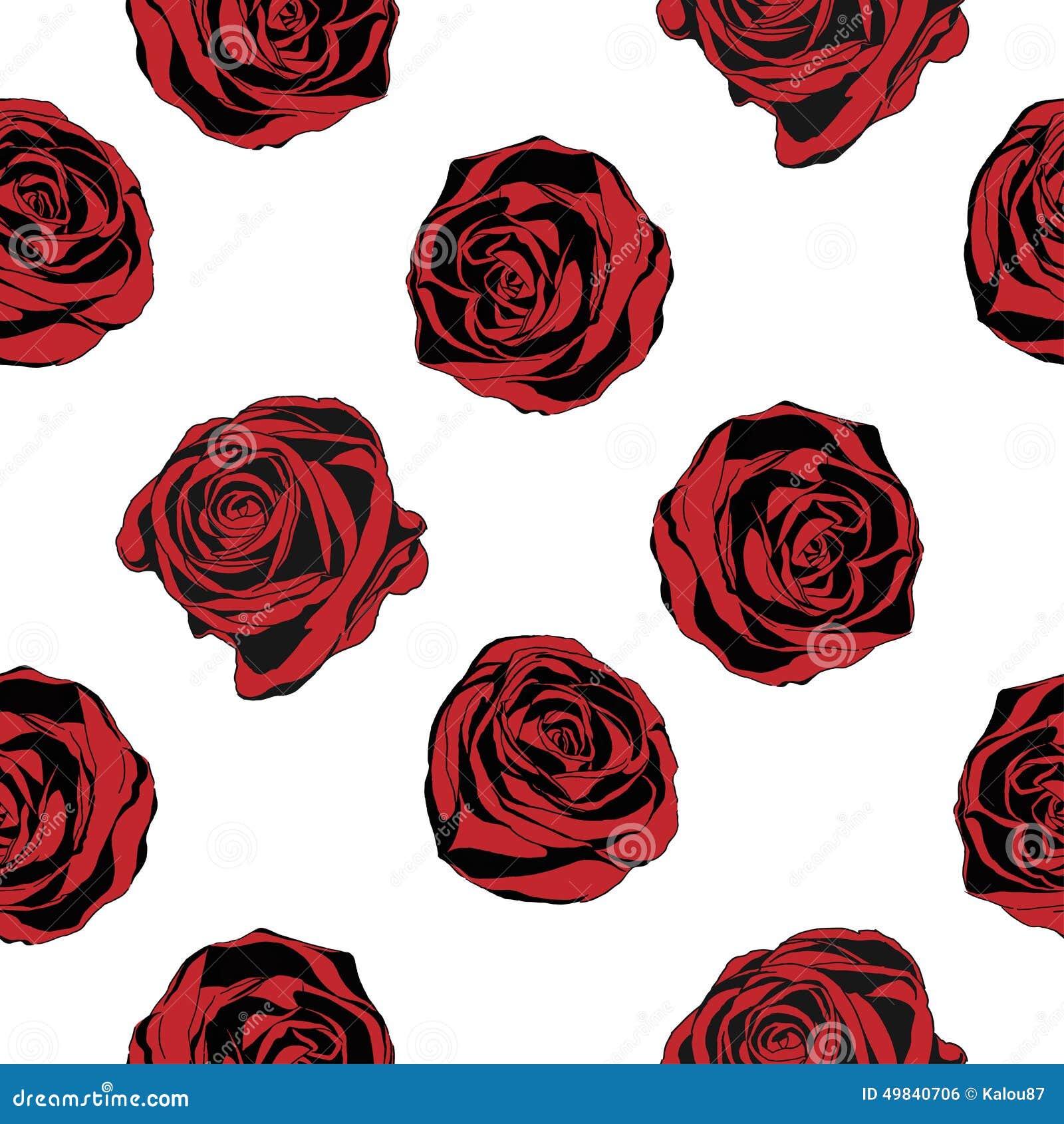 Seamless Background with Red Roses. Vector Stock Vector - Illustration ...