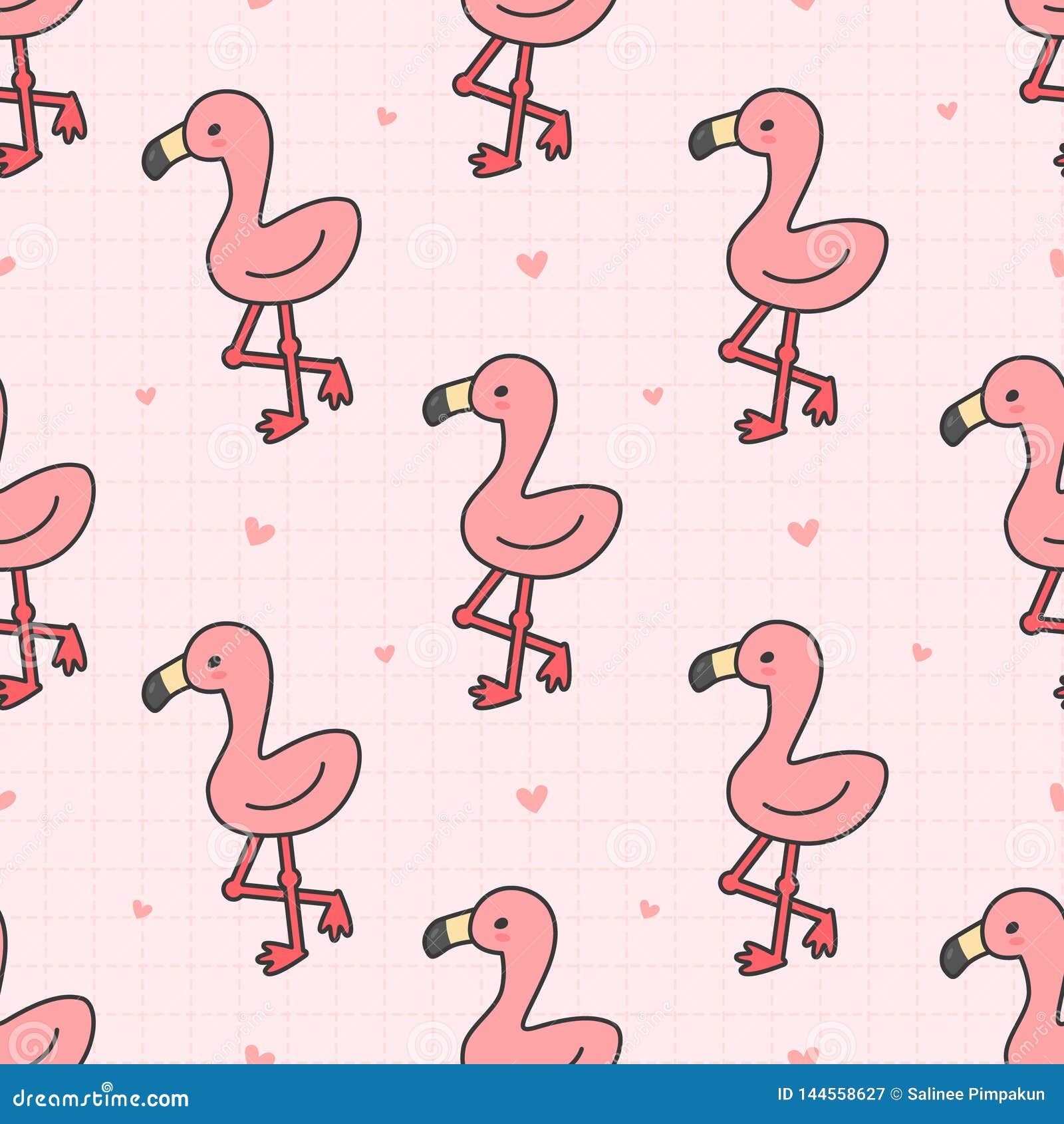 Cute Flamingo Seamless Pattern Background Stock Illustration ...