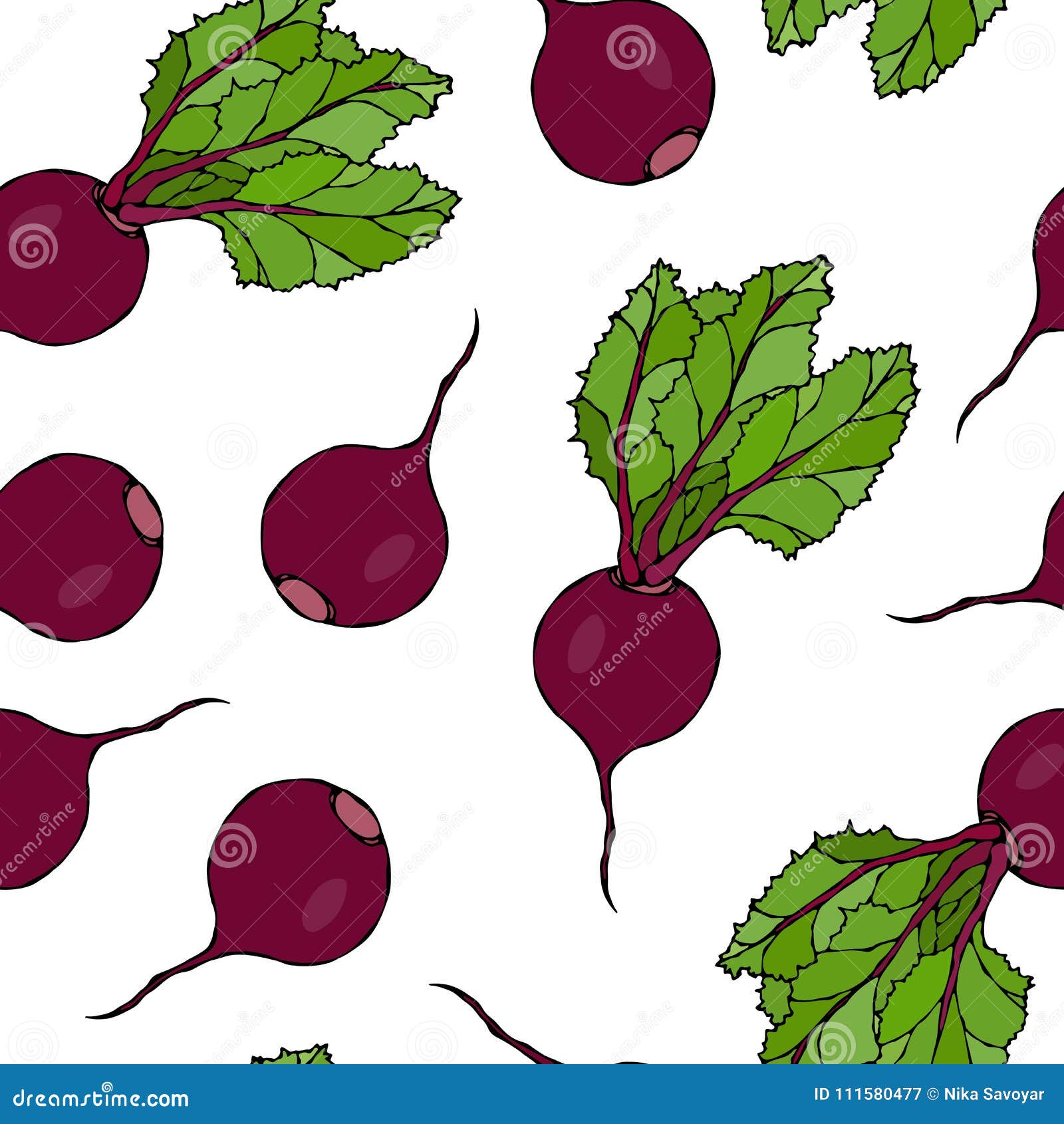 Seamless Background of Ripe Beets. Endless Pattern of Beetroot with Top Leaves. Fresh Vegetable ...