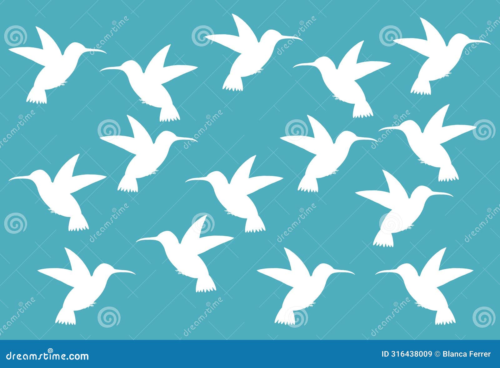 A Seamless Flying Hummingbird Pattern on Light Green Background Stock ...