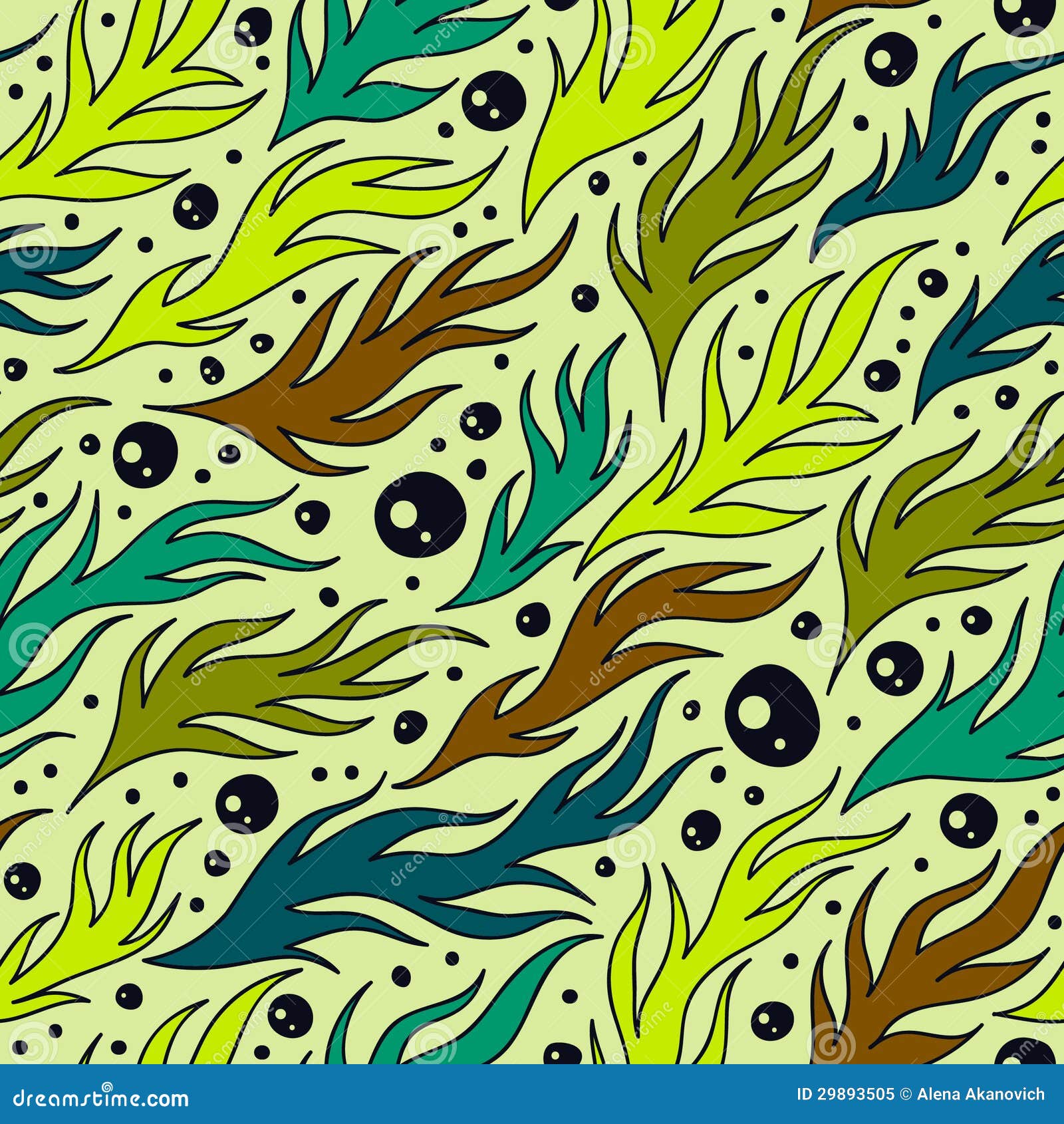 Seaweed Seamless Background Stock Vector - Illustration of floral ...
