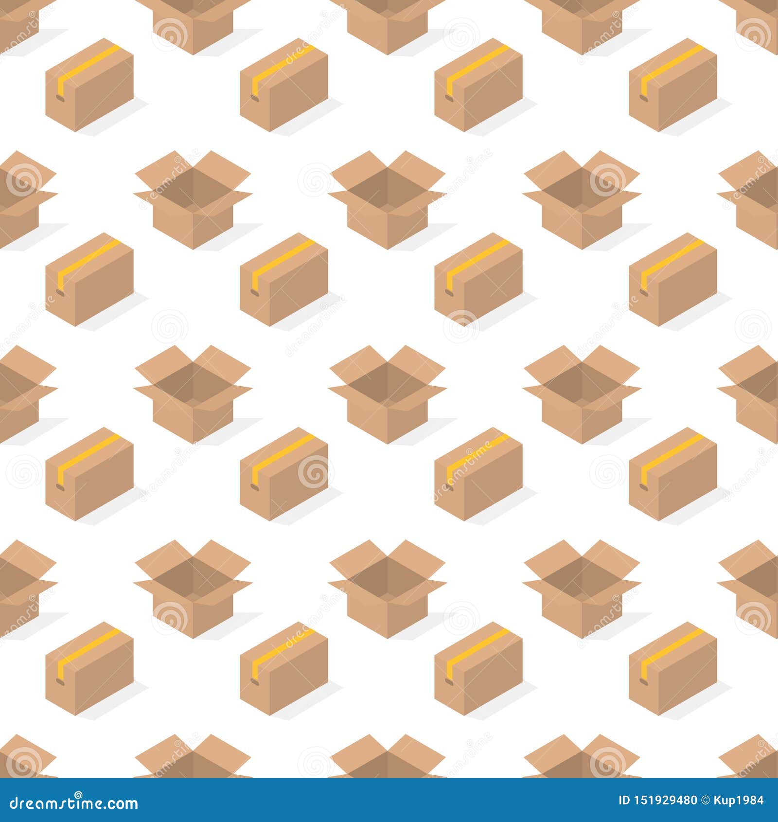 Seamless Background from a Set of Cardboard Boxes, Vector Illustration ...