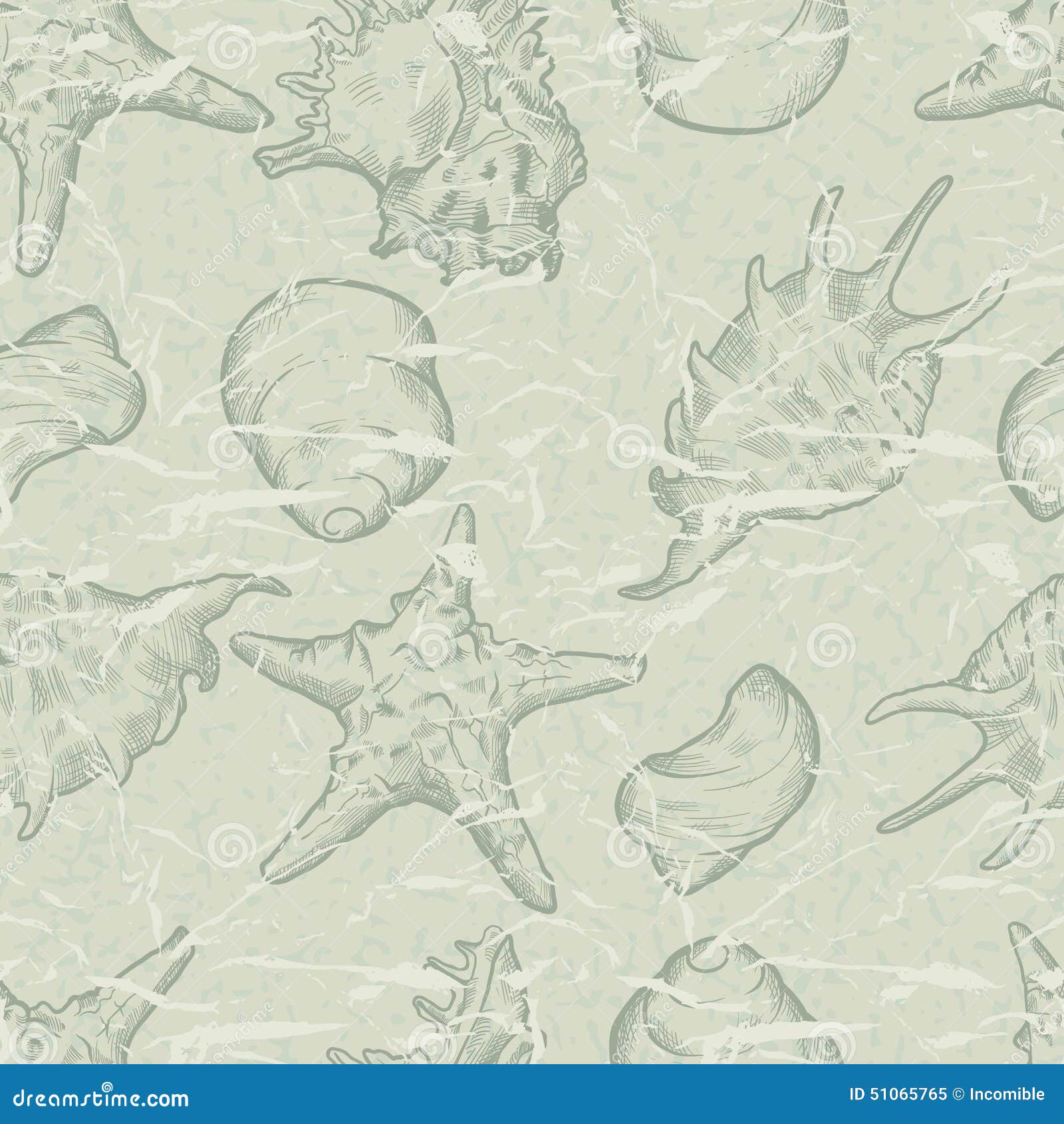 Seamless Background with Shells. Hand Drawn Stock Vector - Illustration ...