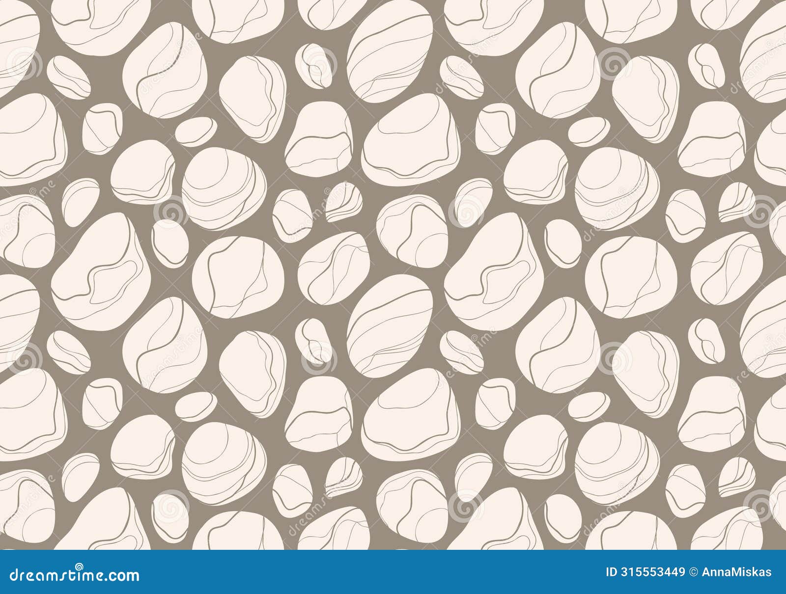 Seamless Background with Silhouettes of Pebbles, Pattern with Different ...