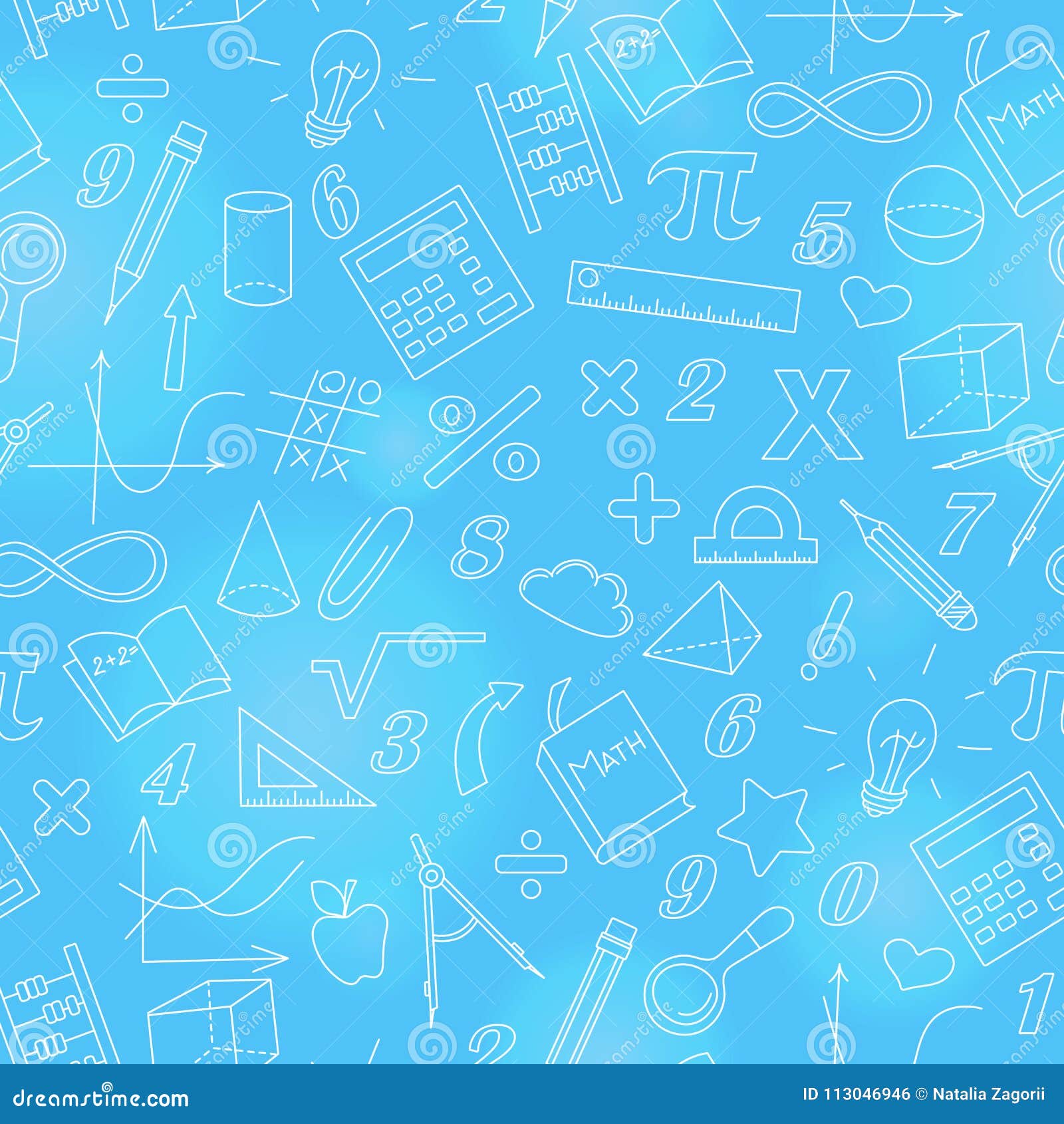 Seamless Illustration with Simple Icons on the Theme of Mathematics and ...