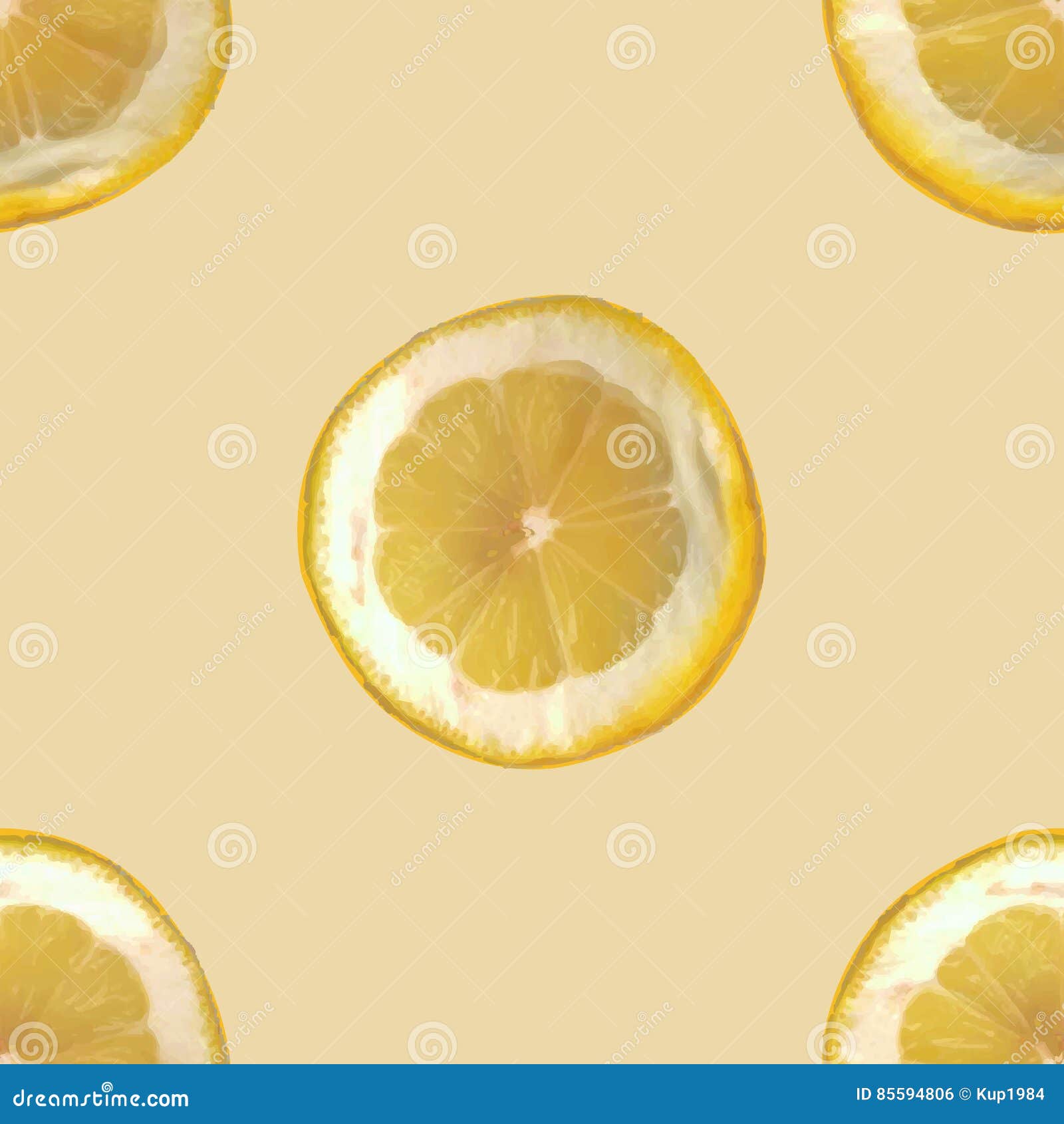 Seamless Background with Slices of Lemon, Vector Illustration. Stock ...