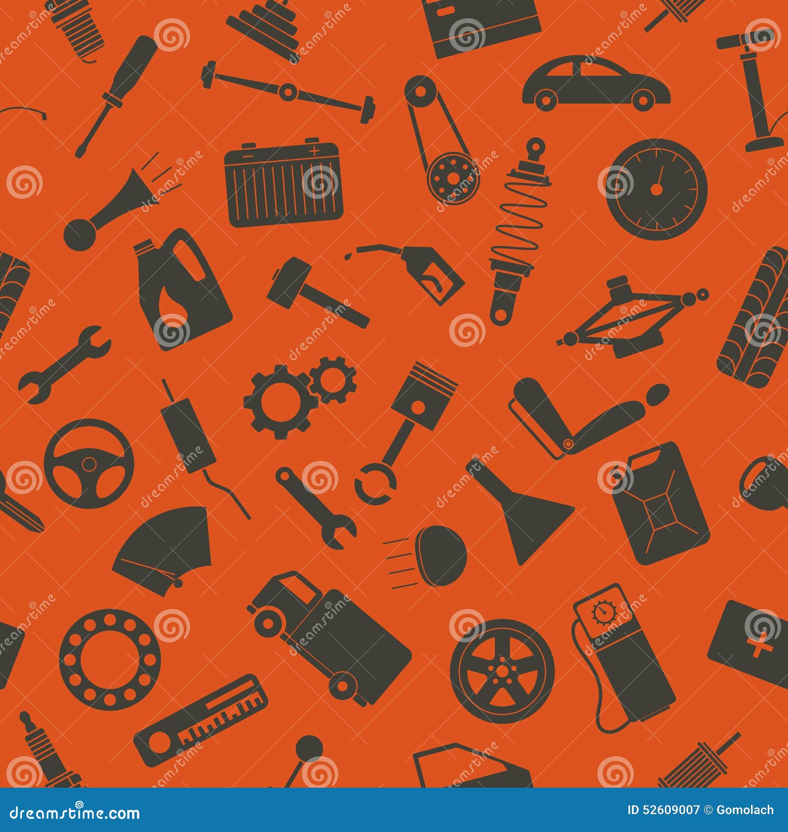 Seamless Background with Spare Parts Stock Vector - Illustration of ...