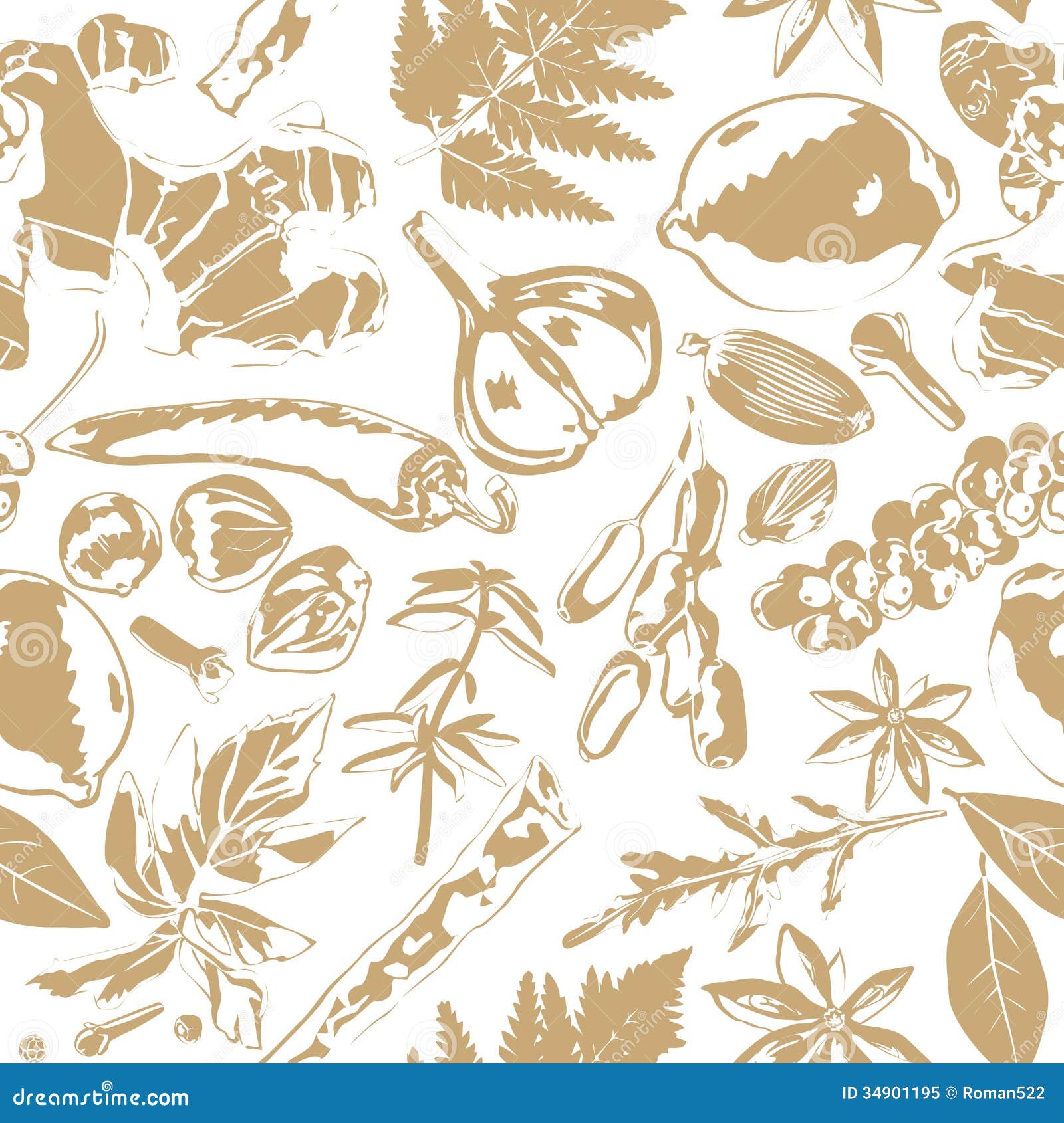 Seamless Background with Spices Stock Vector - Illustration of diet ...