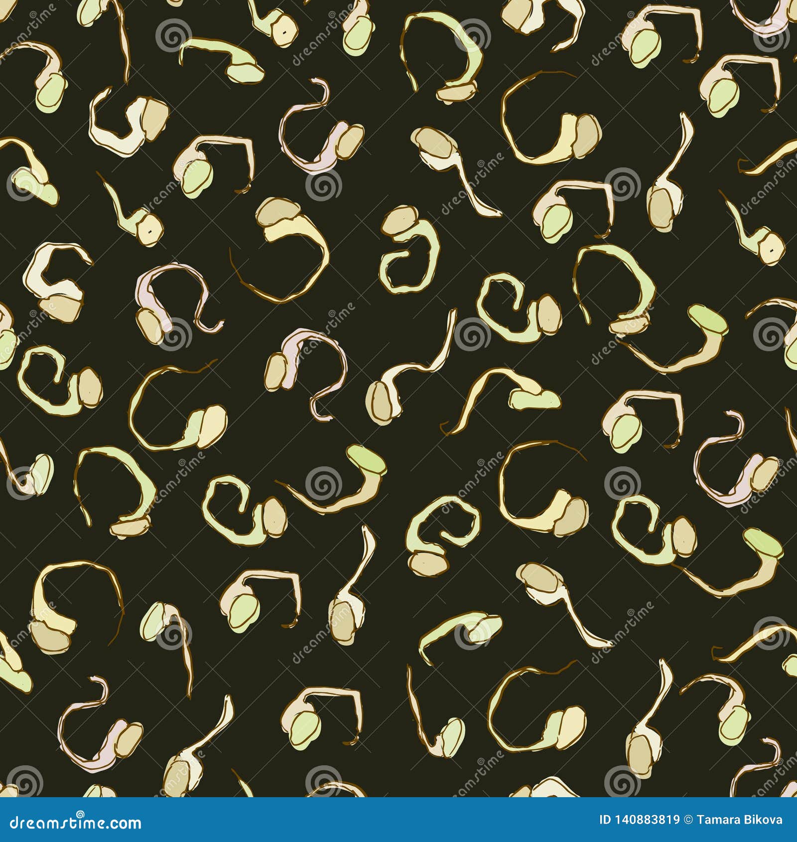 Seamless Background of Sprouted Seeds Stock Illustration - Illustration ...