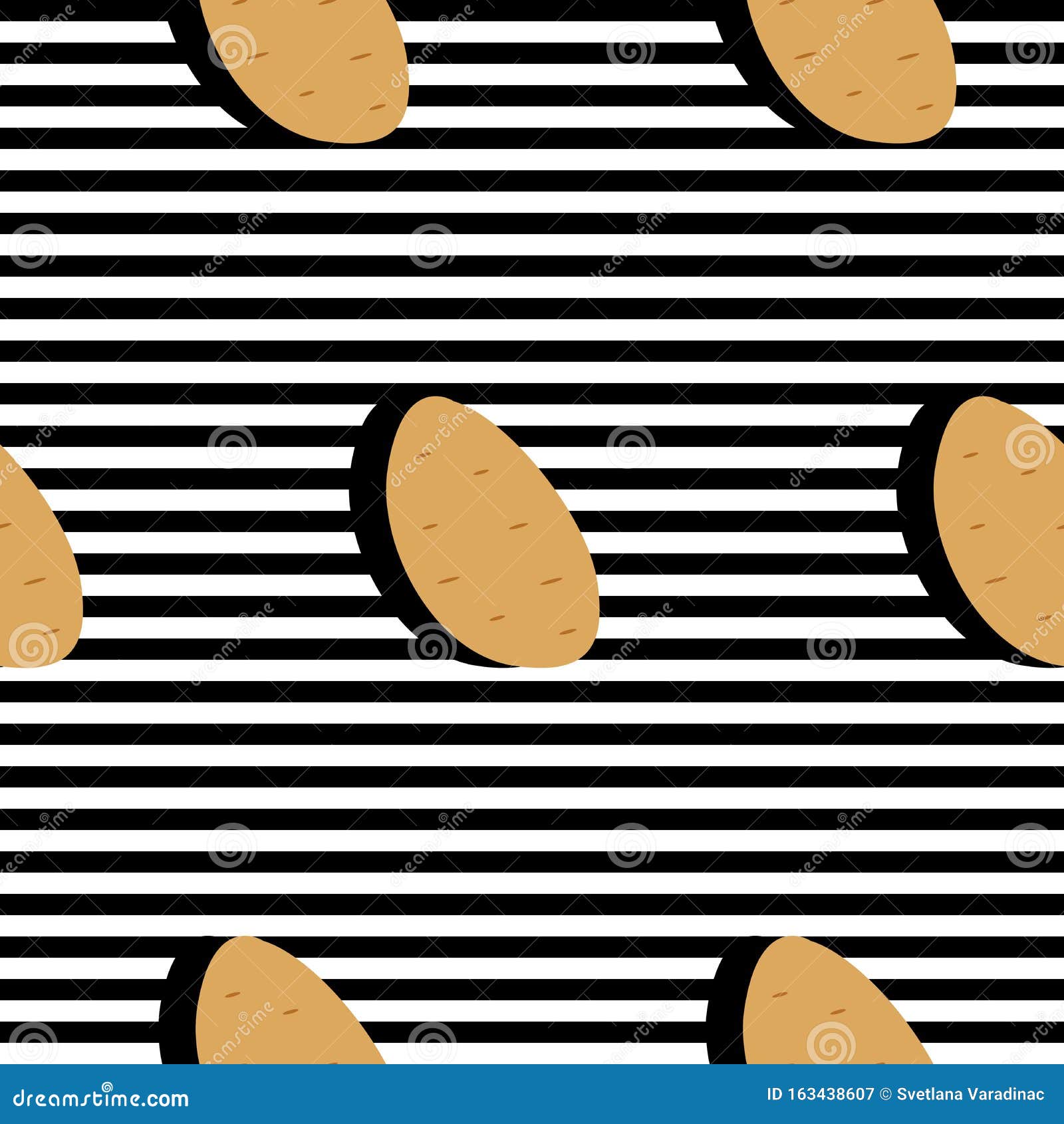 Seamless Background with Stripes and Potatoes with Dark Shadow. Stock ...