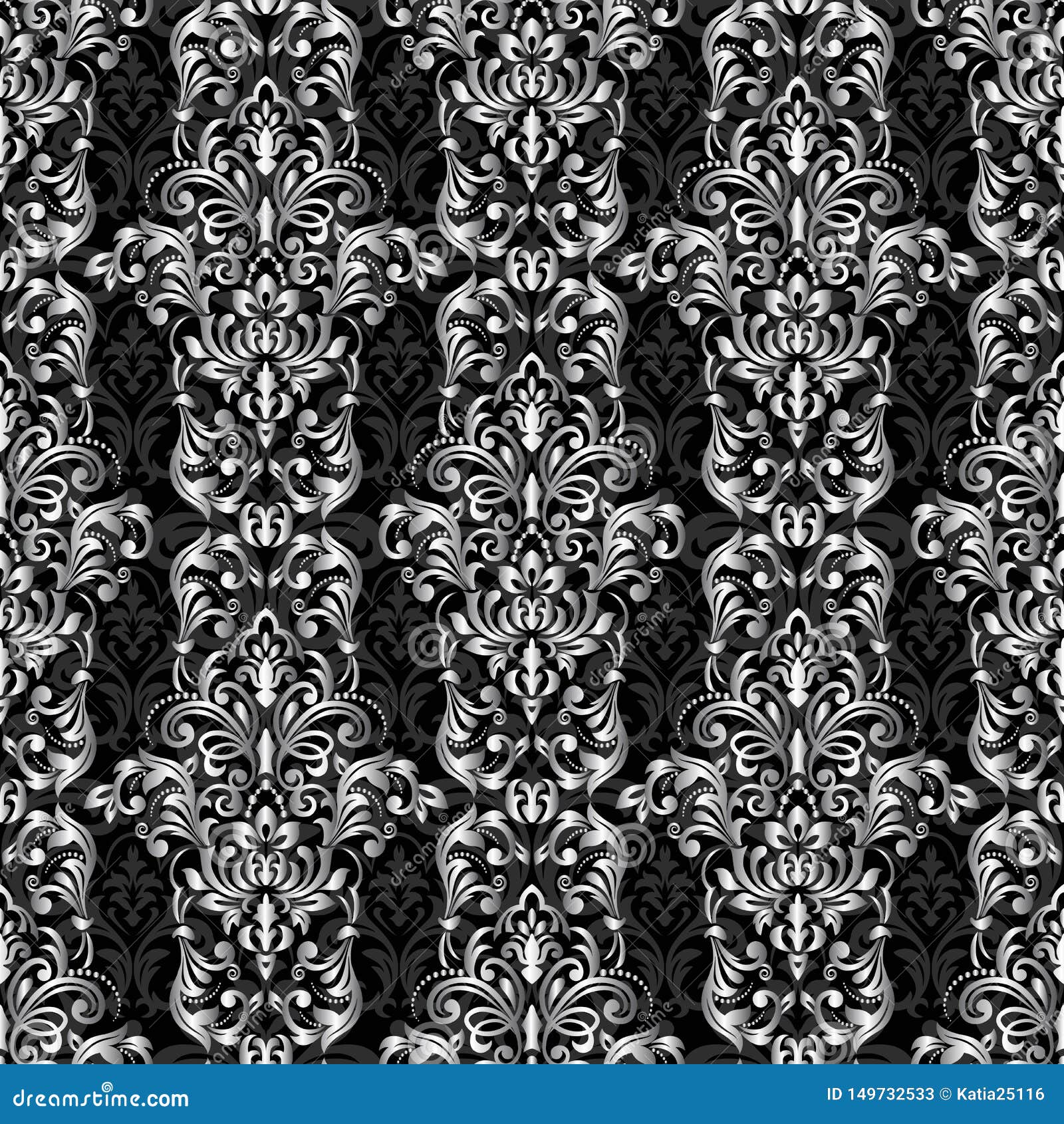 Seamless Background in the Style of Damascus. Vintage Ornamental ...