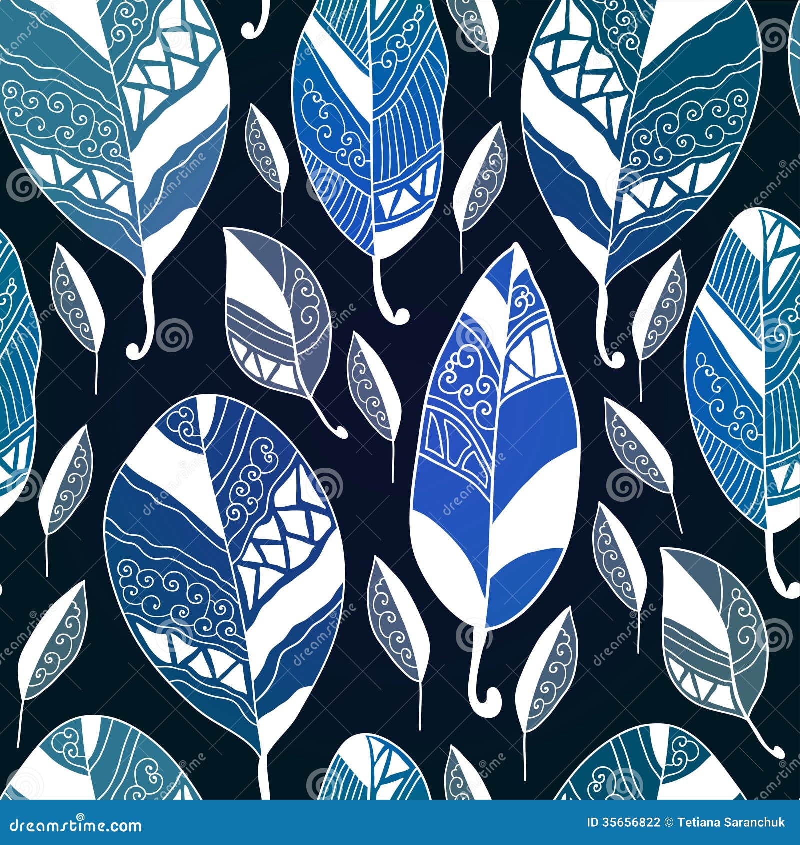 Seamless Background of Stylized Leaves. Stock Vector - Illustration of ...