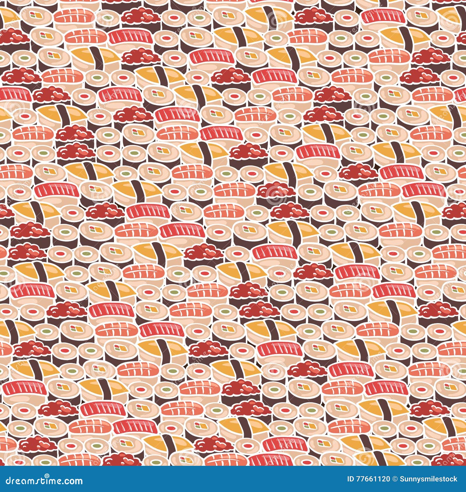 Seamless Background with Sushi Stock Vector - Illustration of healthy ...