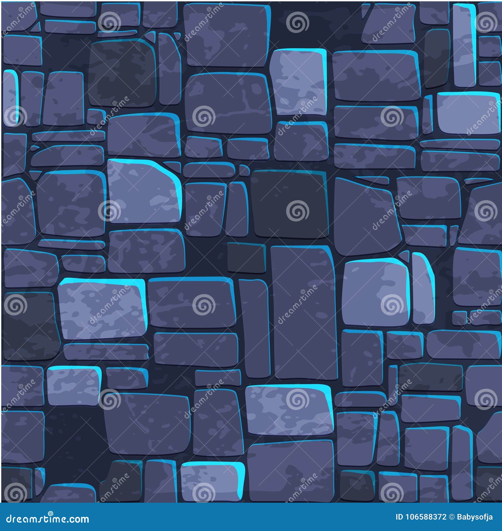 Seamless Background Texture Blue Stone Wall. Vector Illustration for Ui ...