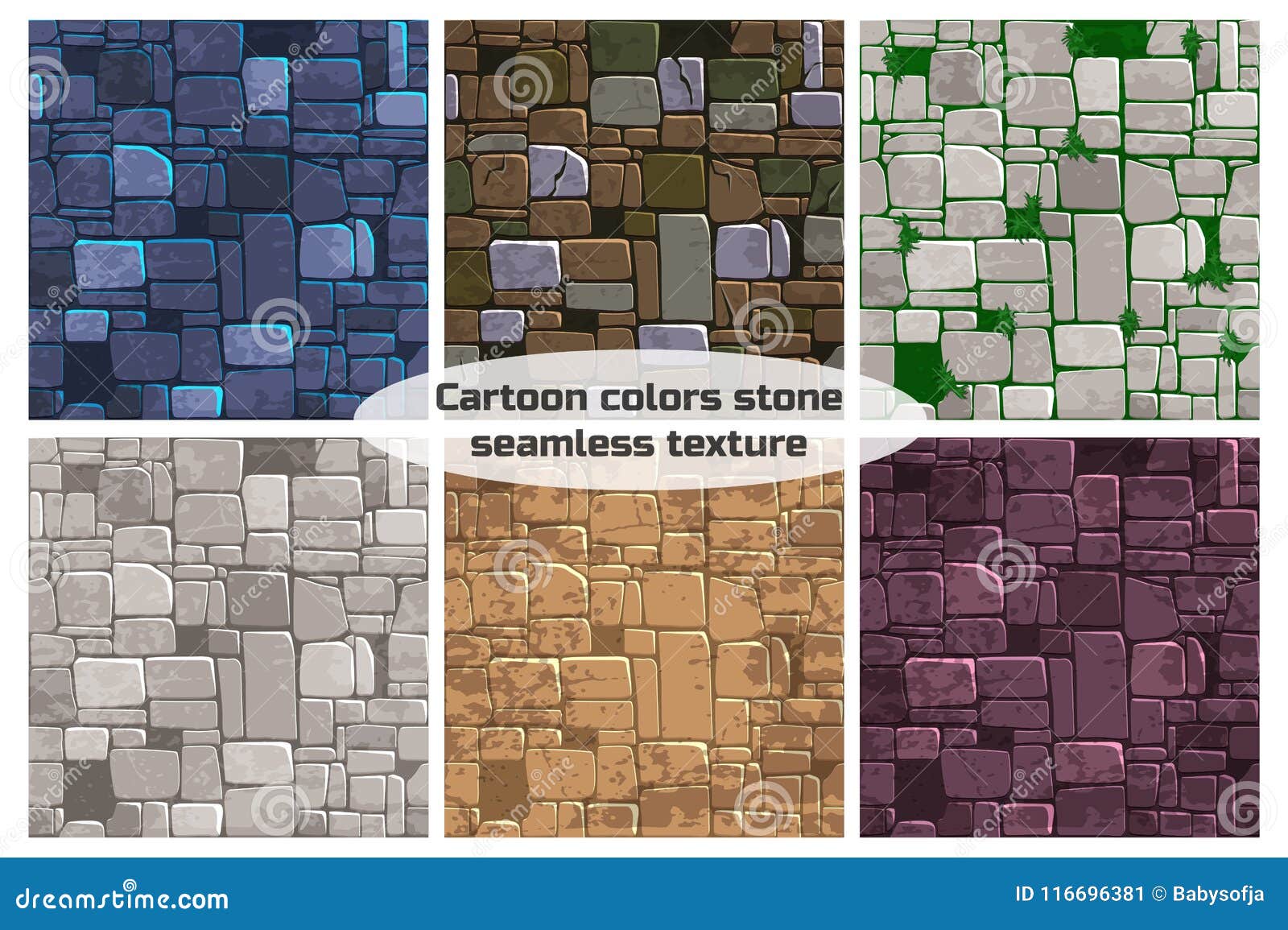 Seamless Background Texture Different Color Stone Wall. Vector ...