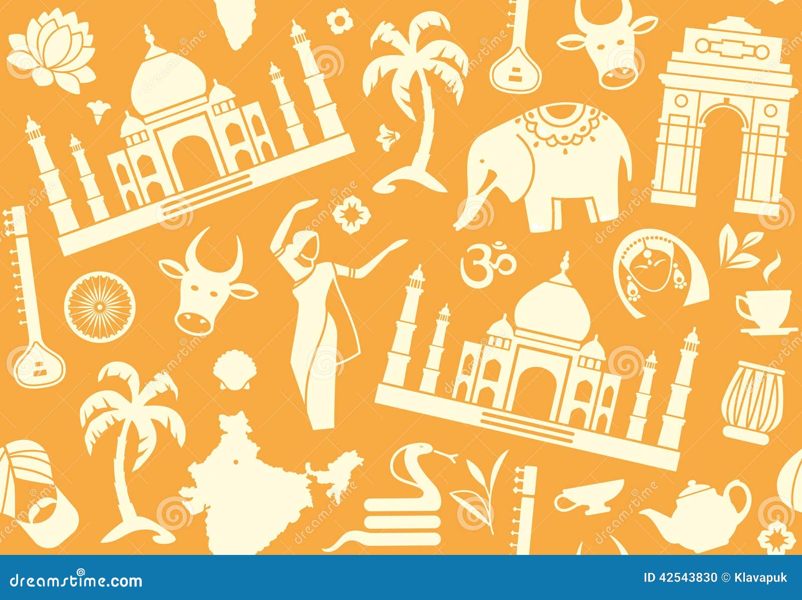 Seamless Background on a Theme of India Stock Vector - Illustration of ...