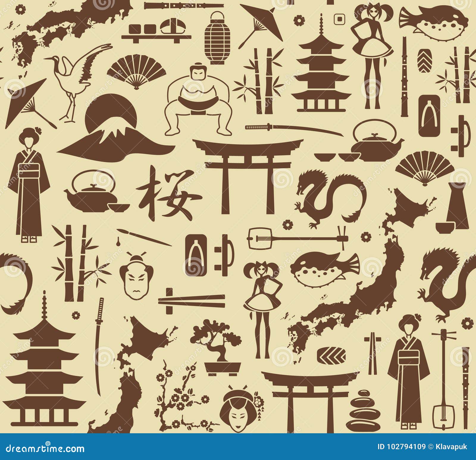 Seamless Background on a Theme of Japan Stock Vector - Illustration of ...