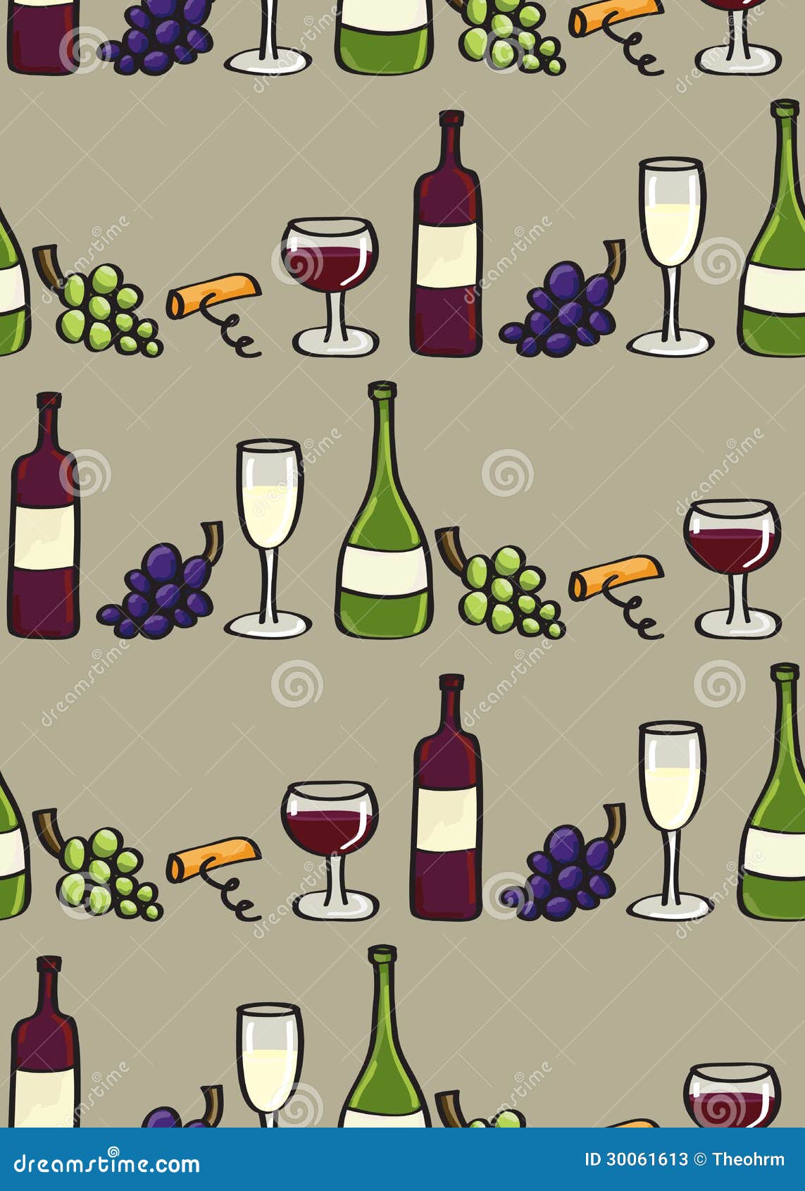 Wine Seamless Background Tile in Cartoon Style Stock Vector ...