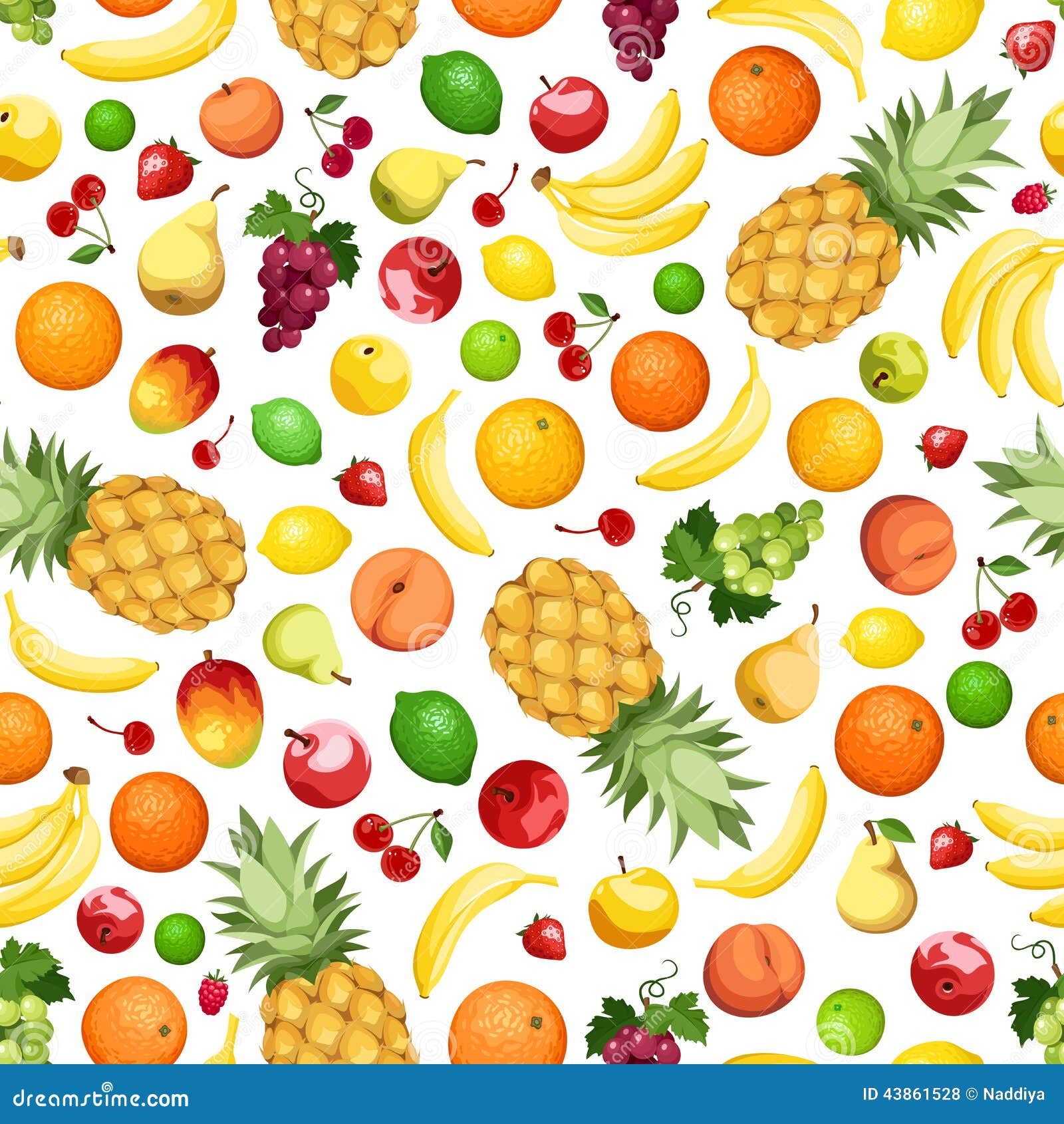 Seamless Background with Various Fruits. Vector Illustration. Stock ... Seamless Background with Various Fruits. Vector Illustration. Stock ...
