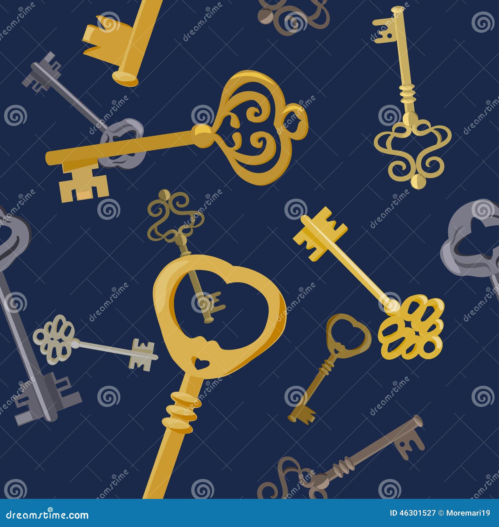Seamless Background with Vintage Keys Stock Vector - Illustration of ...