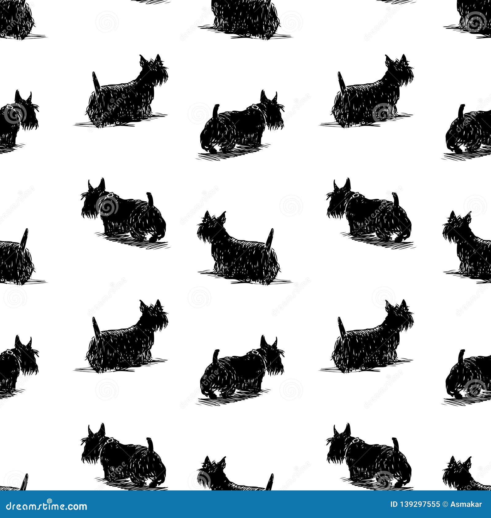 Seamless Background of Walking Scotish Terriers Stock Vector ...