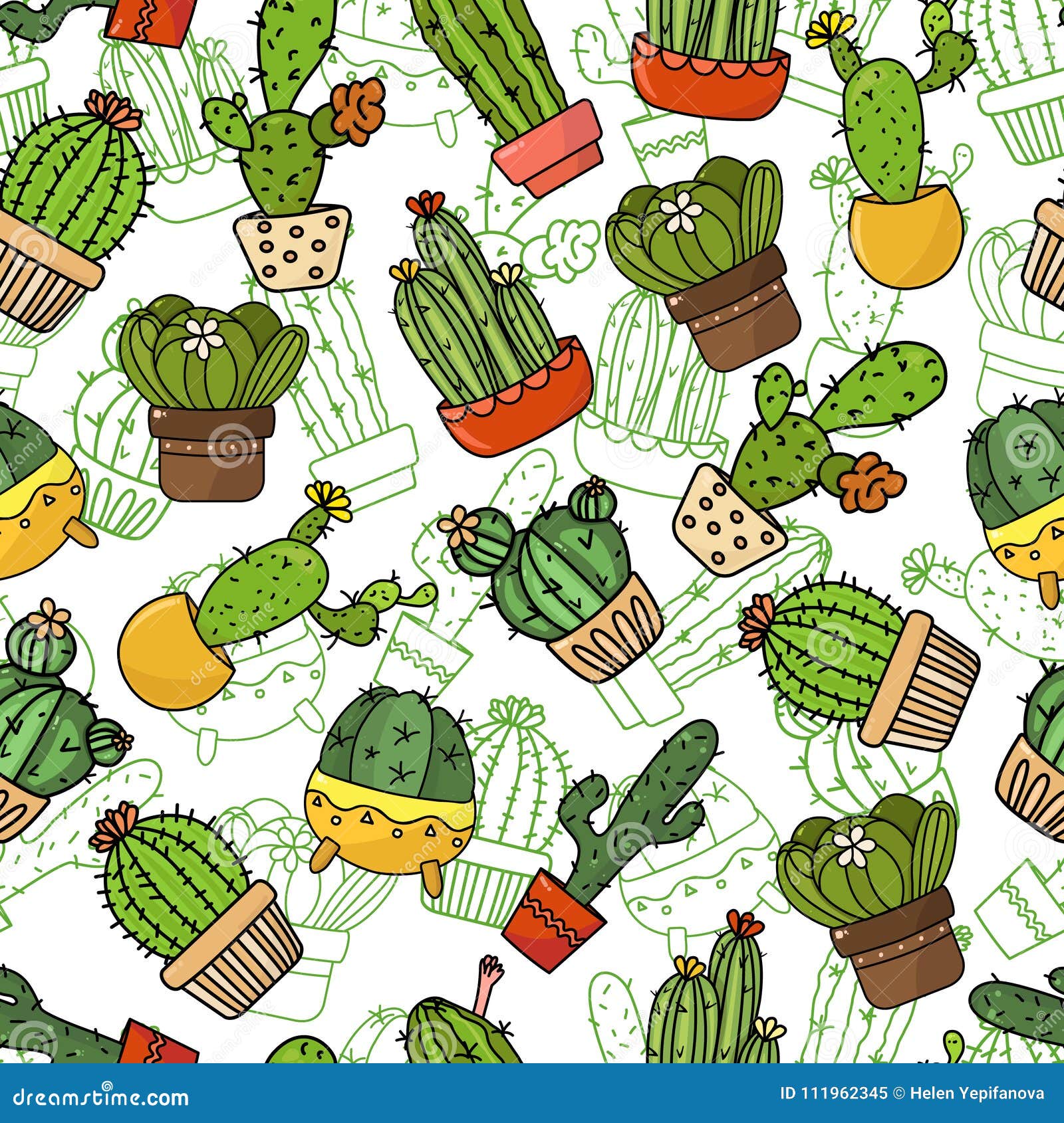 Seamless Background, Wallpaper, Texture, Backdrop Cartoon Cacti ...