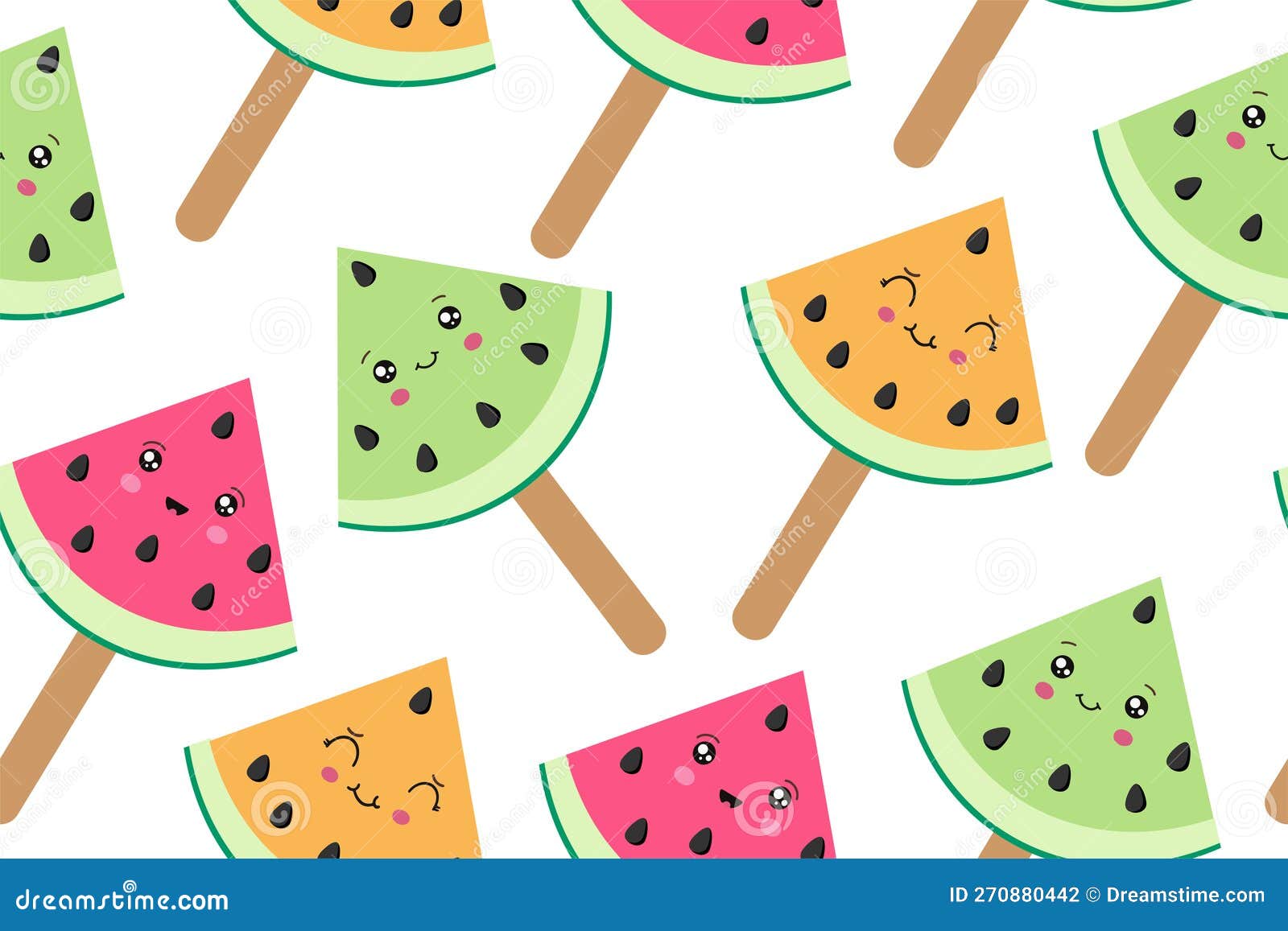 Seamless Background with Watermelon. Watermelon on a Stick. Vector ...