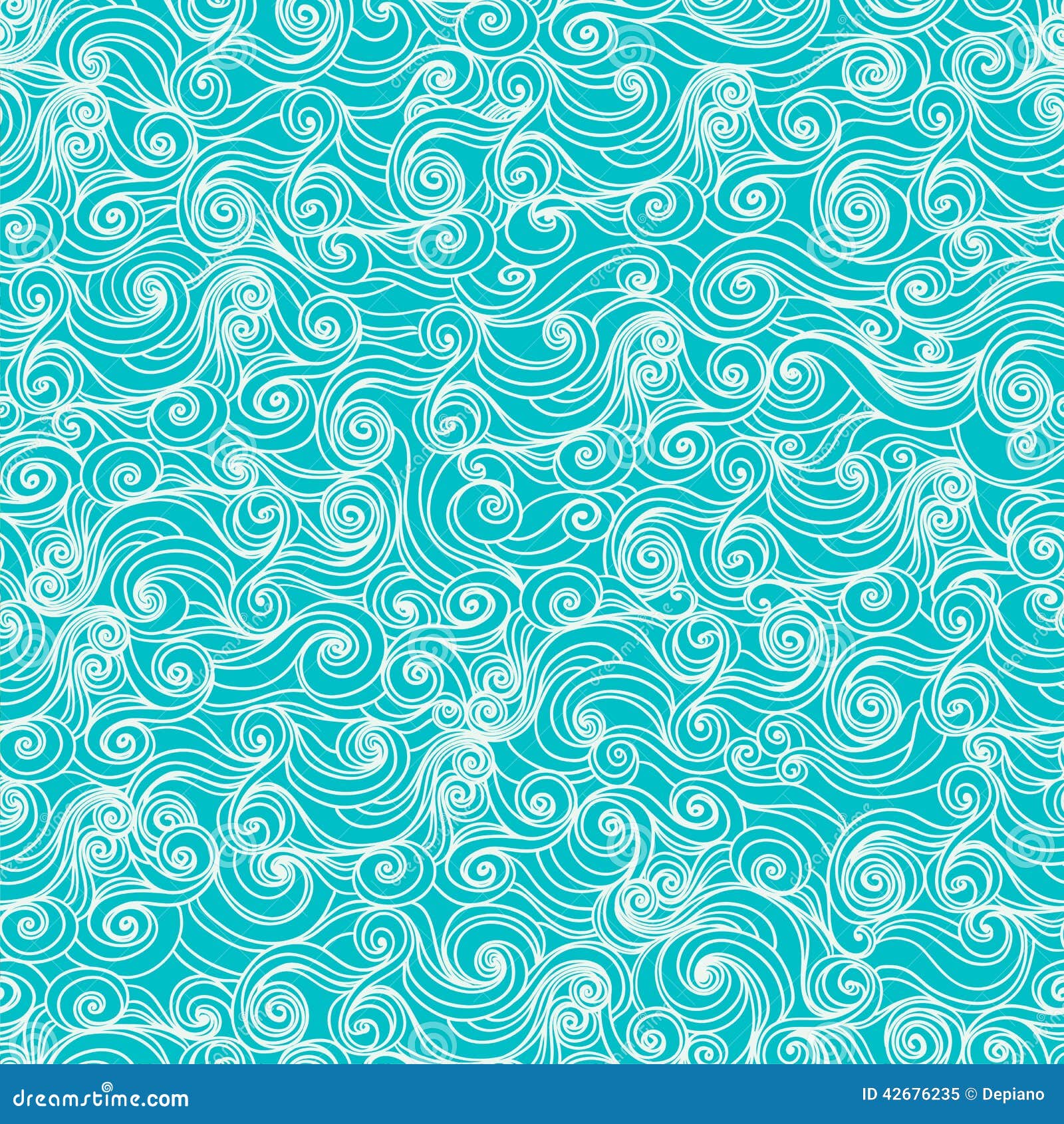 Seamless Background with Waves and Curls Stock Vector - Illustration of ...