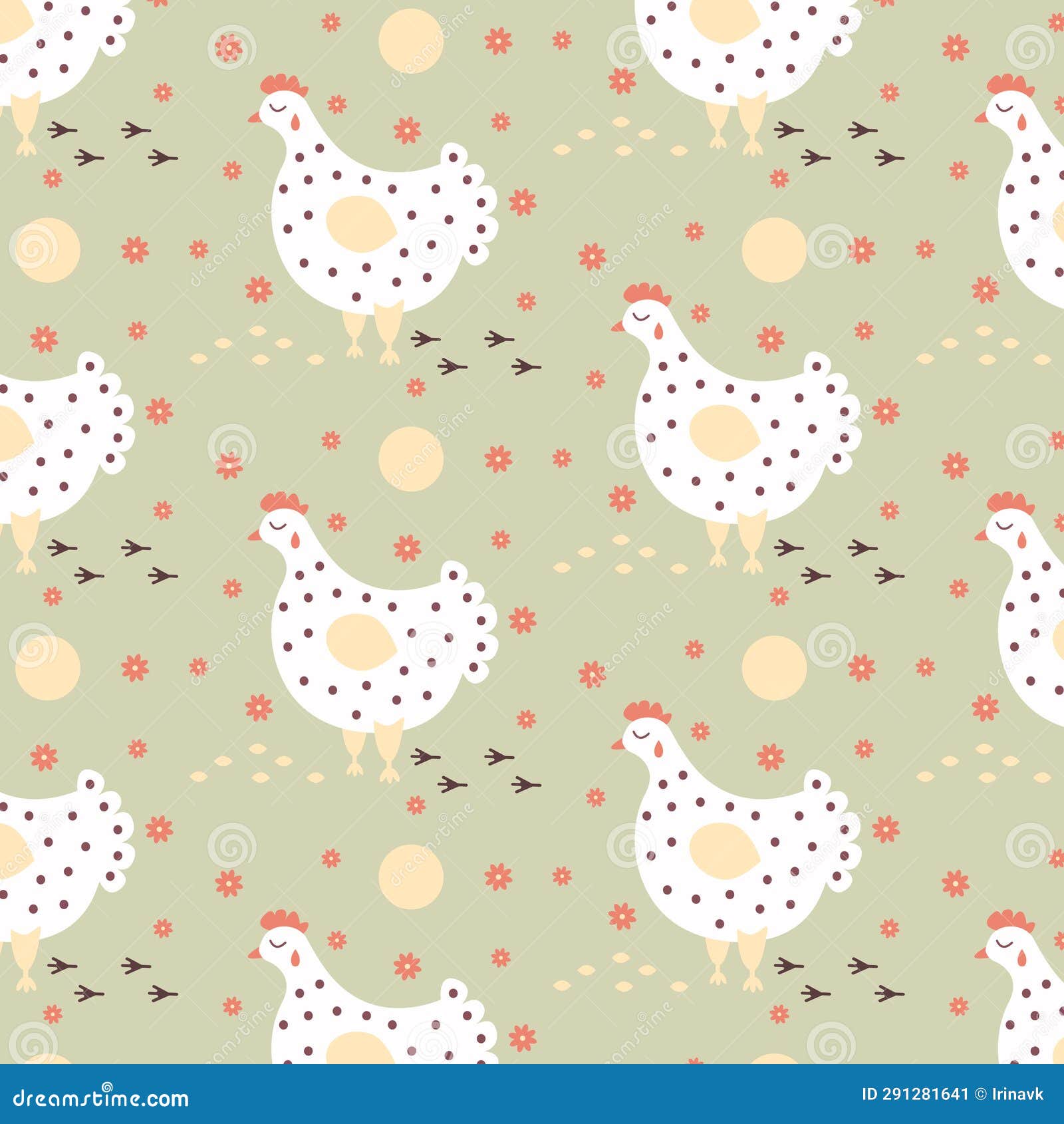 Seamless Background with White Chicken. Vector. Stock Vector ...