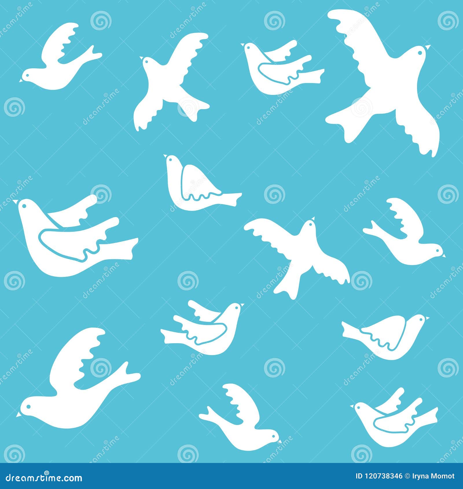 Seamless Background with White Doves Stock Illustration - Illustration ...