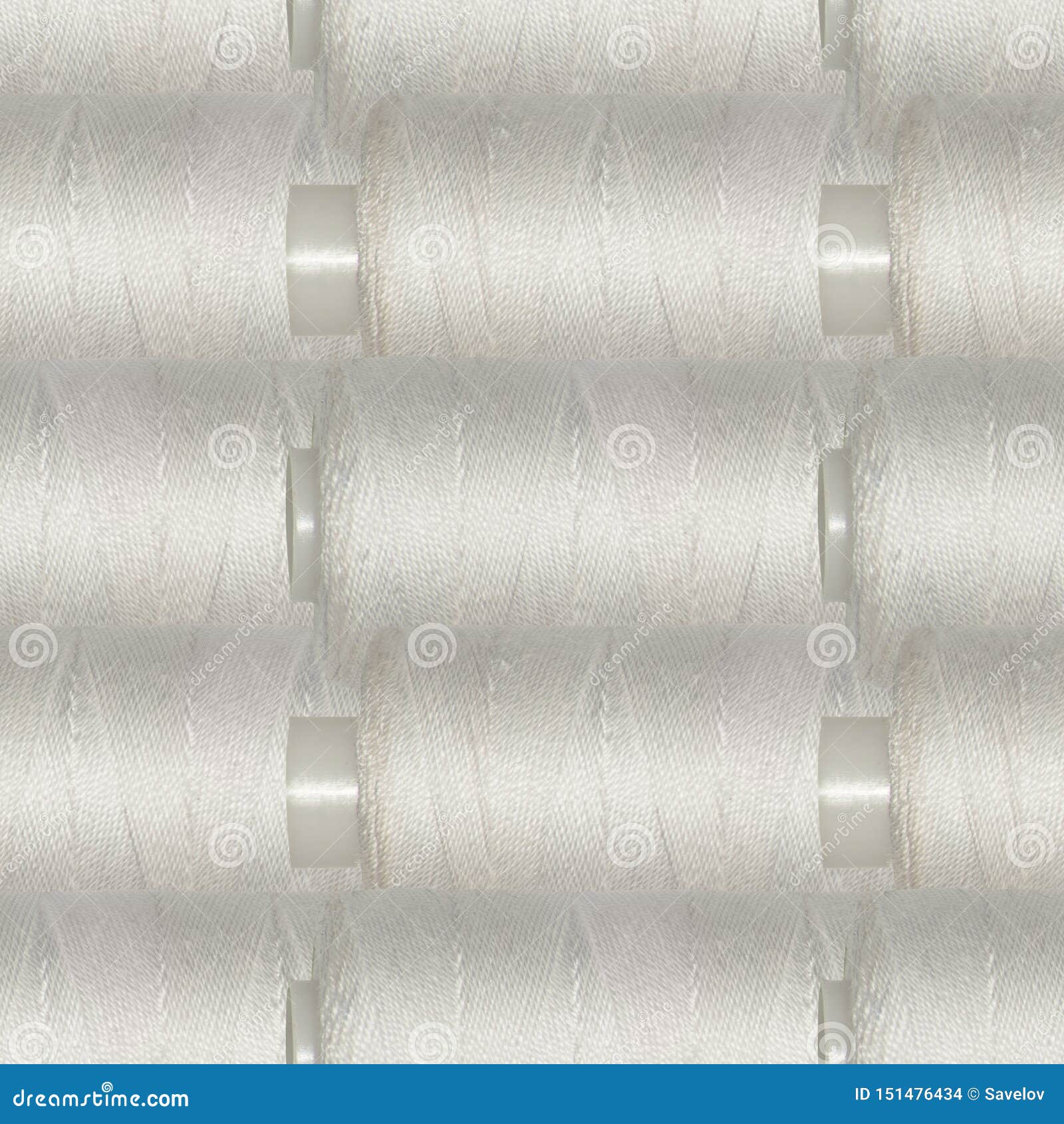 Seamless Background of White Spools of Thread is Macro Stock Photo ...