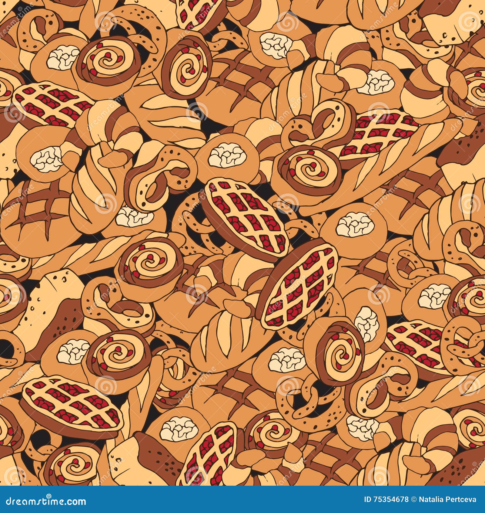 Seamless Bakery Background Cartoon Vector | CartoonDealer.com #36002903