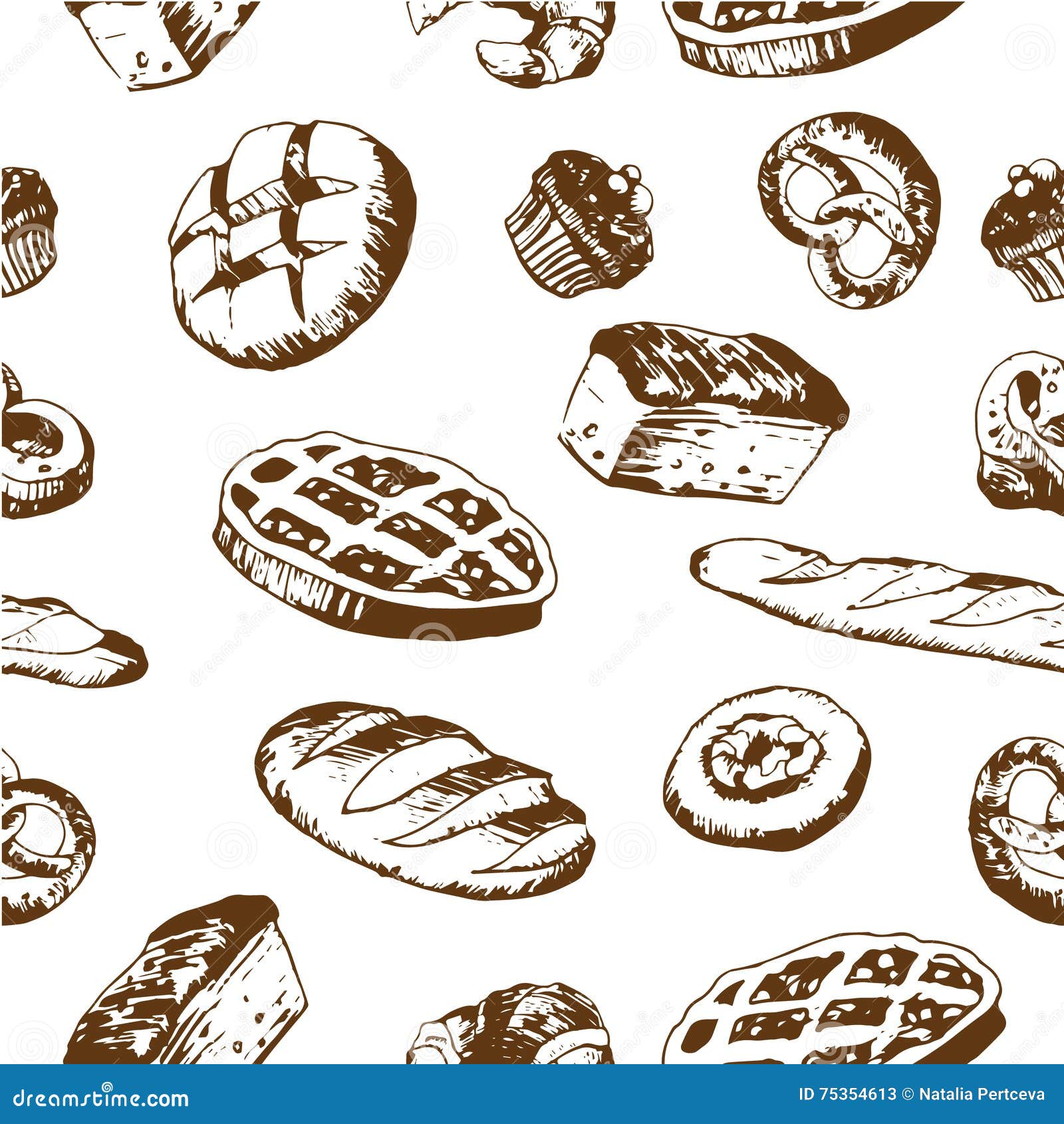 Seamless bakery background stock vector. Illustration of cupcake - 75354613