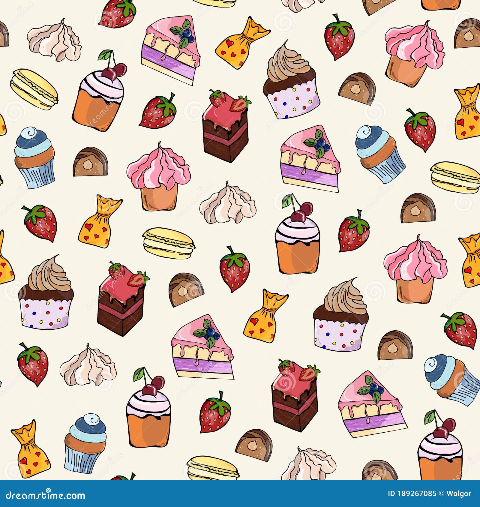 Seamless Bakery Pattern Baking and Sweets Stock Vector - Illustration ...