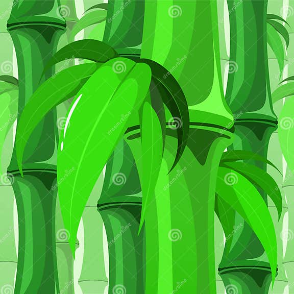 Seamless Bamboo Pattern with Leaves Stock Vector - Illustration of ...