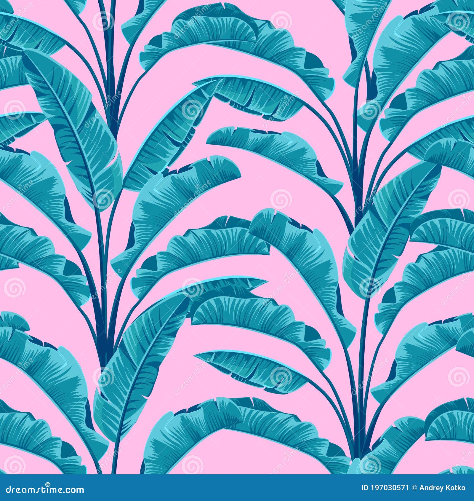 Seamless Banana Leaves. Vector Tropical Pattern Background. Stock ...