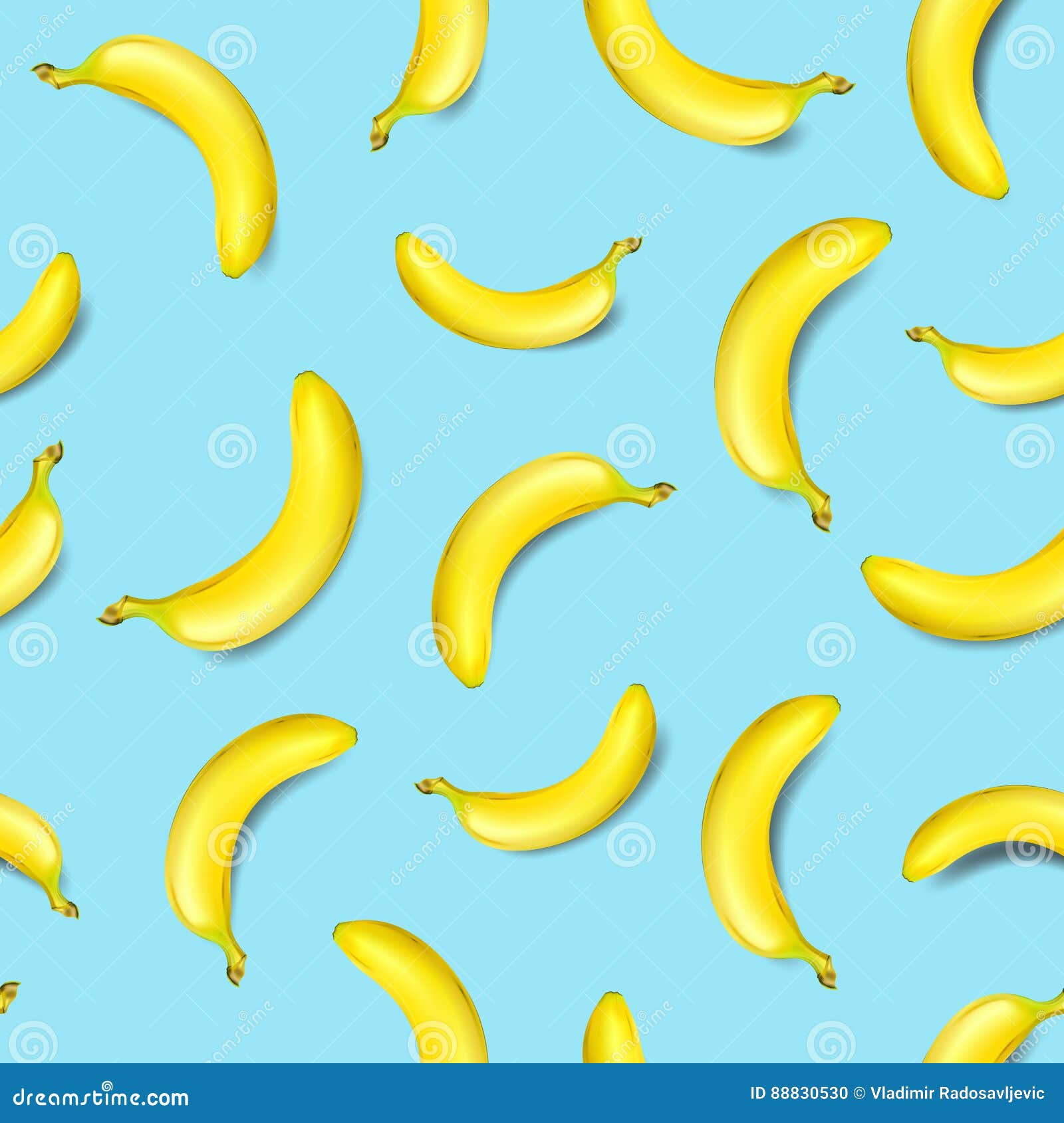 Seamless Banana Pattern On Light Blue Background Vector Illustration ...