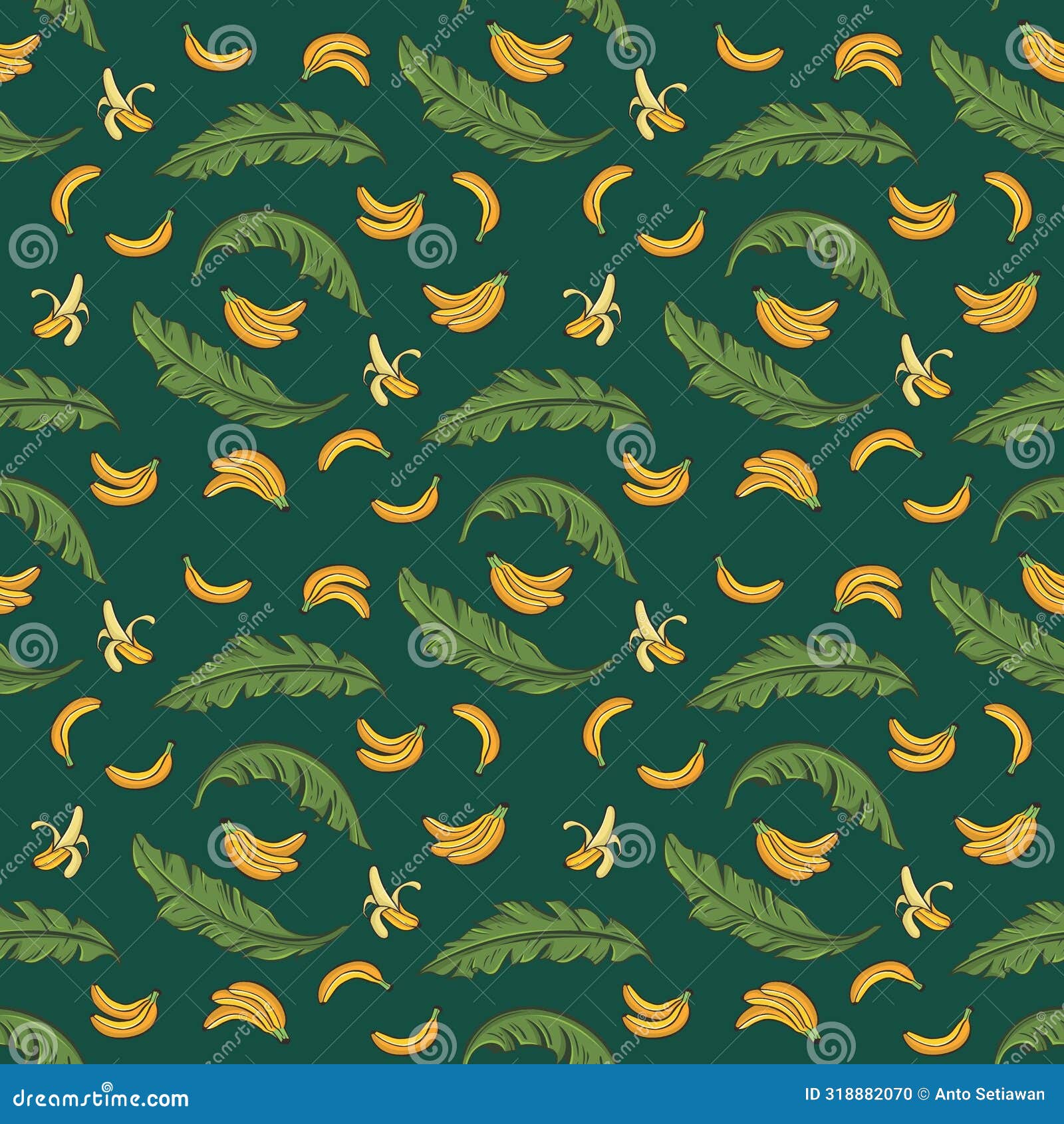 Seamless Bananas Pattern. Banana Leaf Background Stock Vector ...