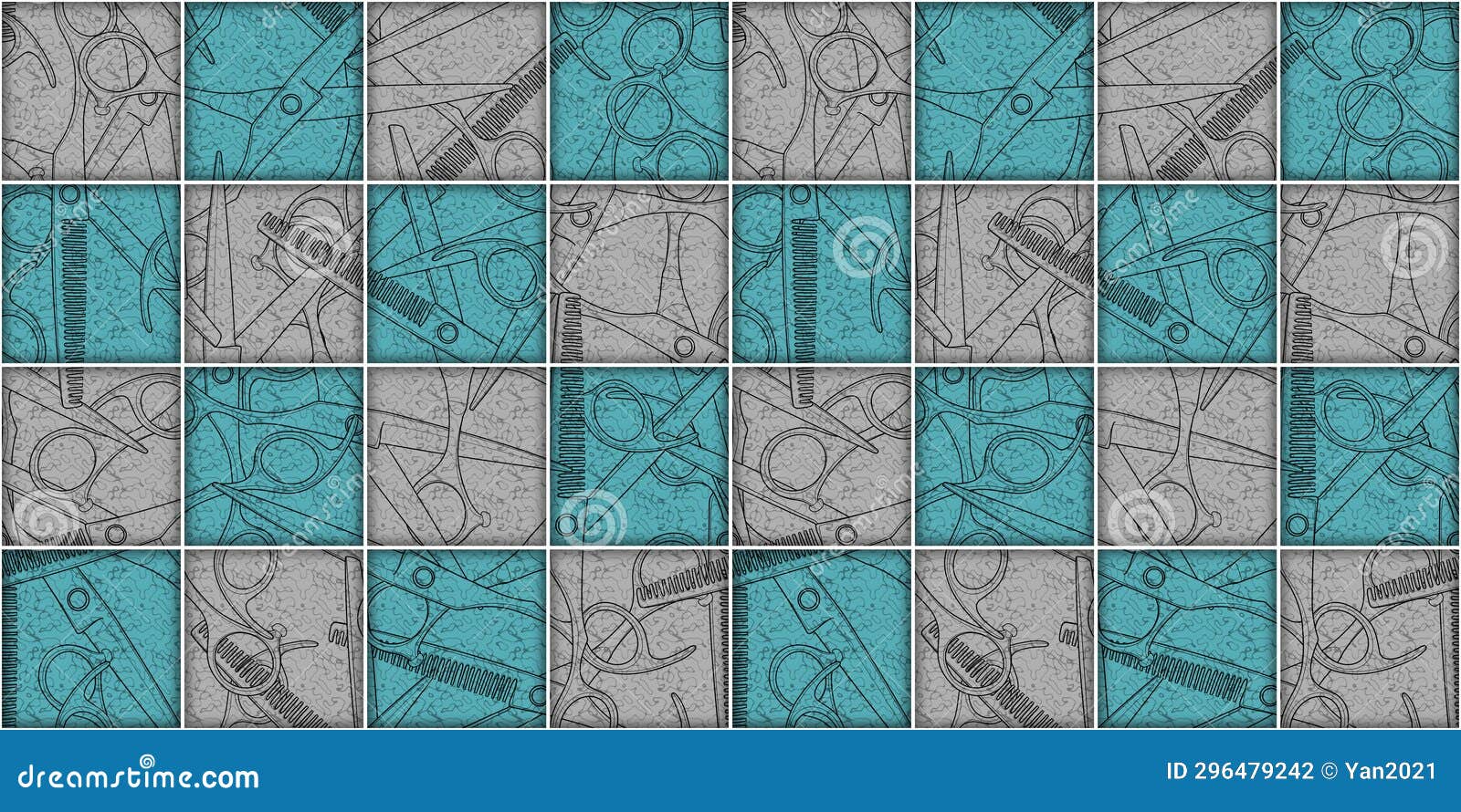 Seamless Vintage Scissors Barber Tools Shop Pattern Illustration Stock ...