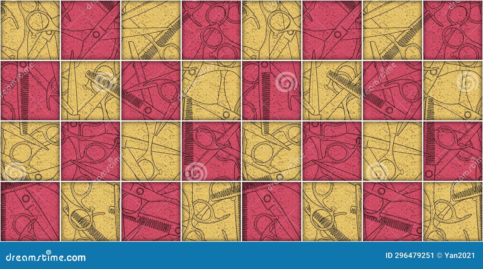 Seamless Vintage Scissors Barber Tools Shop Pattern Illustration Stock ...