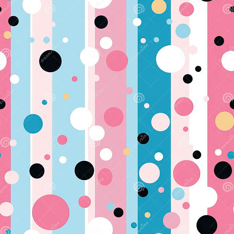 Seamless Barbiecore Stripes and Polka Dots Textile Pattern AI Generated Stock Illustration ...