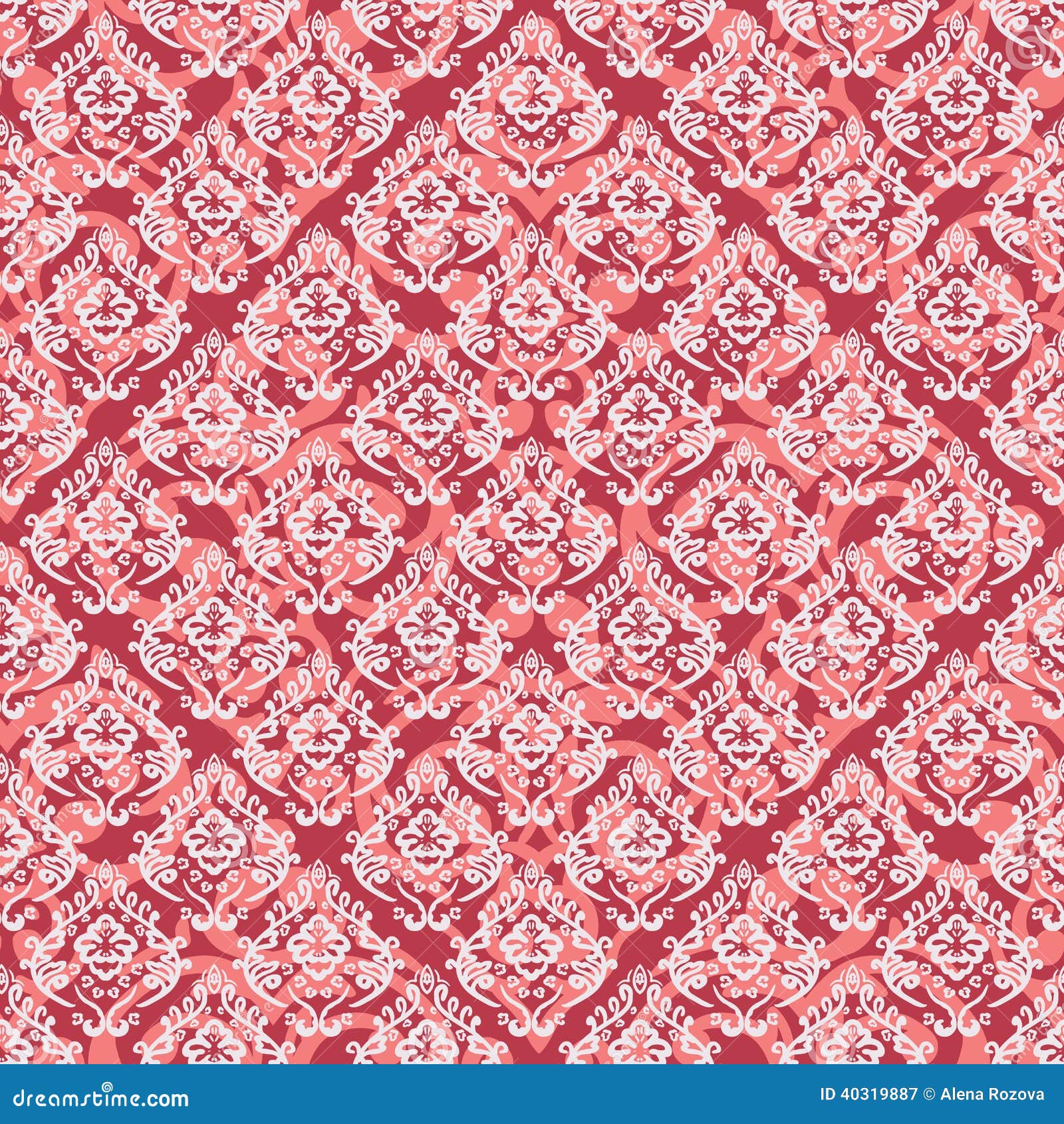 Seamless Baroque Damask Red Background Stock Vector - Illustration of ...