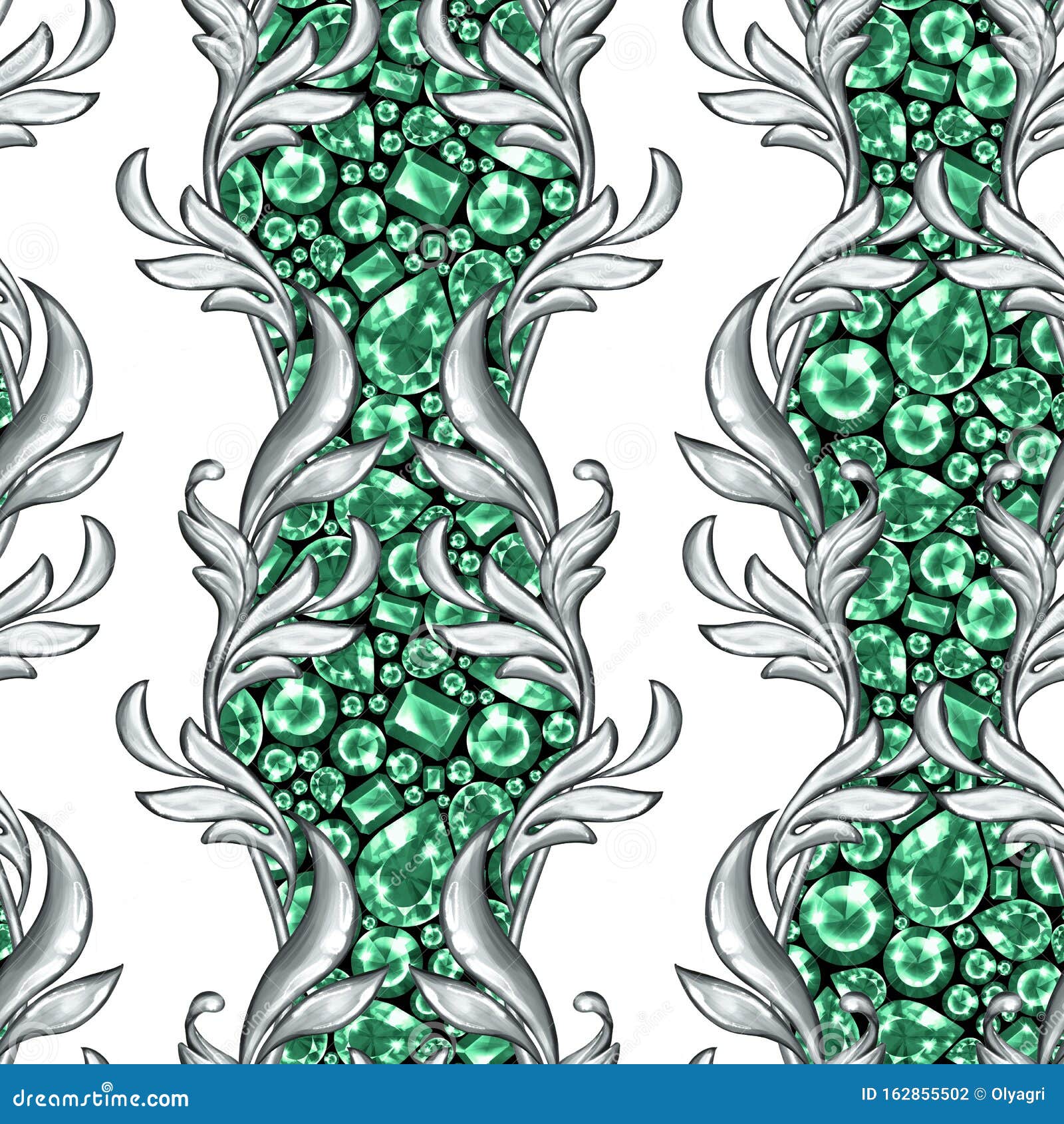 Seamless Baroque Pattern with Gems Stock Illustration - Illustration of ...